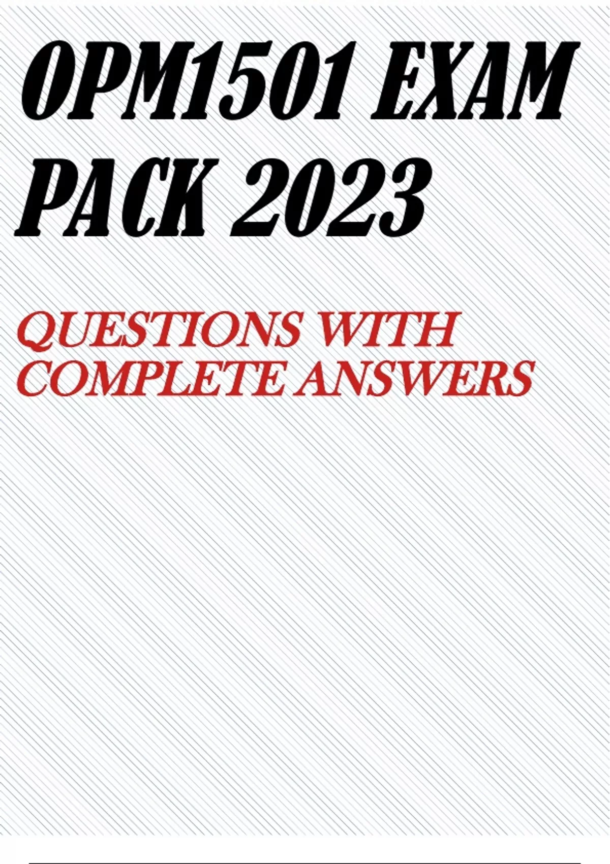 OPM1501 EXAM PACK 2023 - OPM1501 (OPM1501) - Stuvia SA