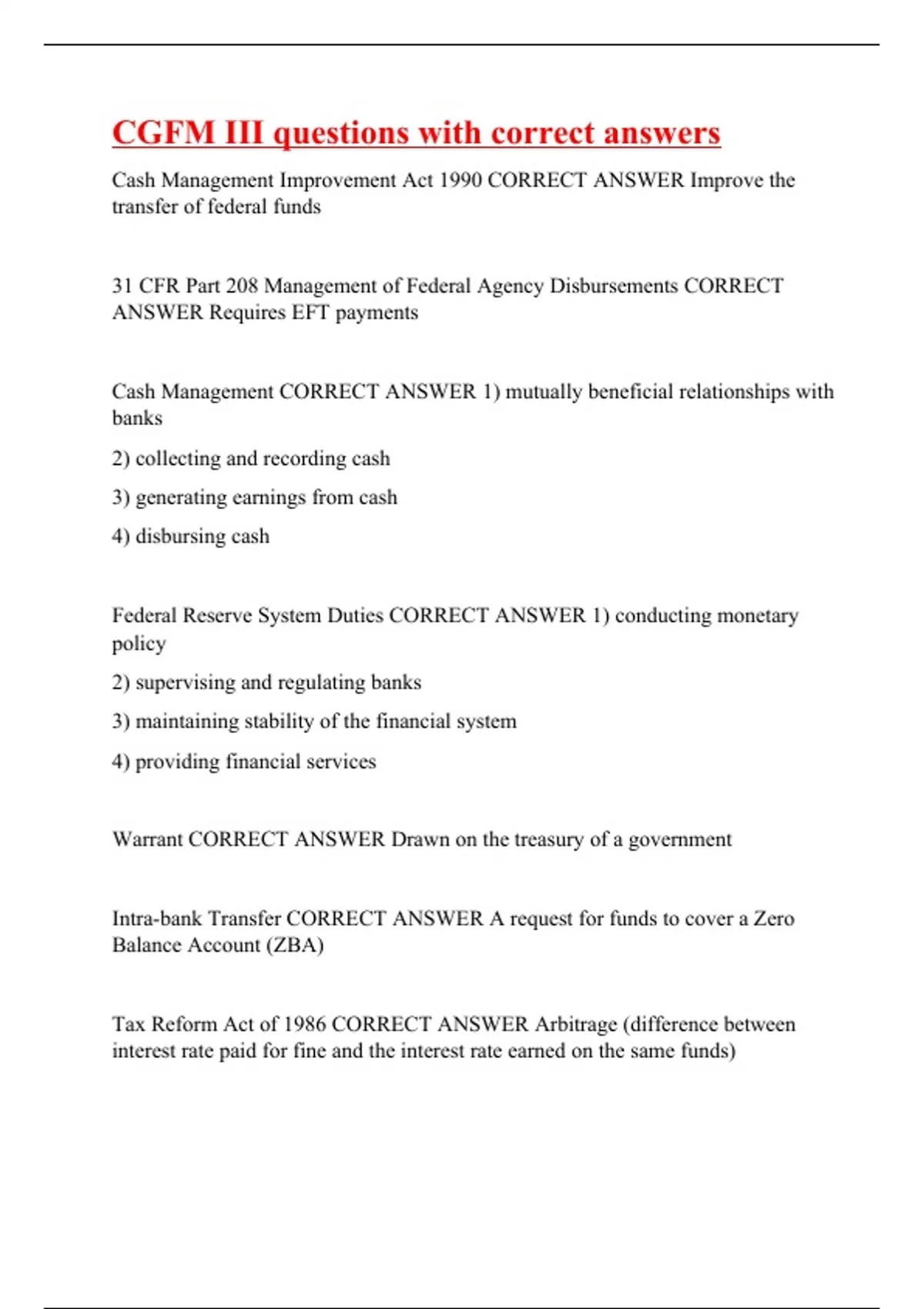 CGFM III questions with correct answers - CGFM - Certified Government ...