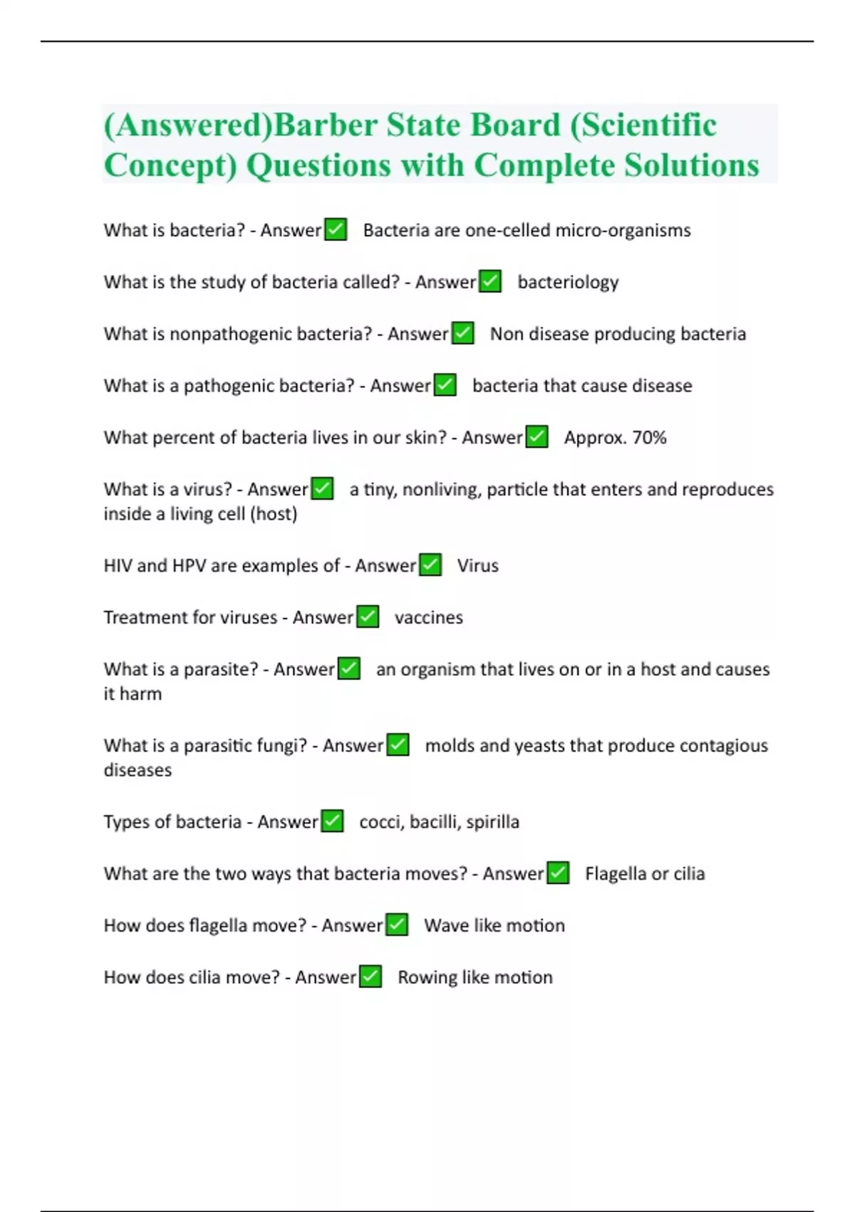 (Answered)Barber State Board (Scientific Concept) Questions with ...