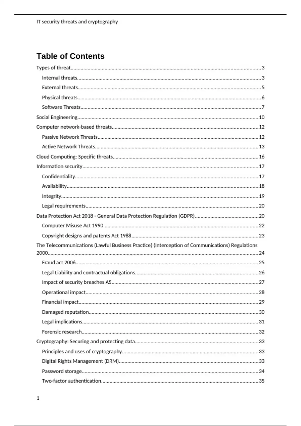 Unit 7 Assignment 1 (Distinction Guaranteed) - Unit 7 - IT Systems Security and Encryption ...
