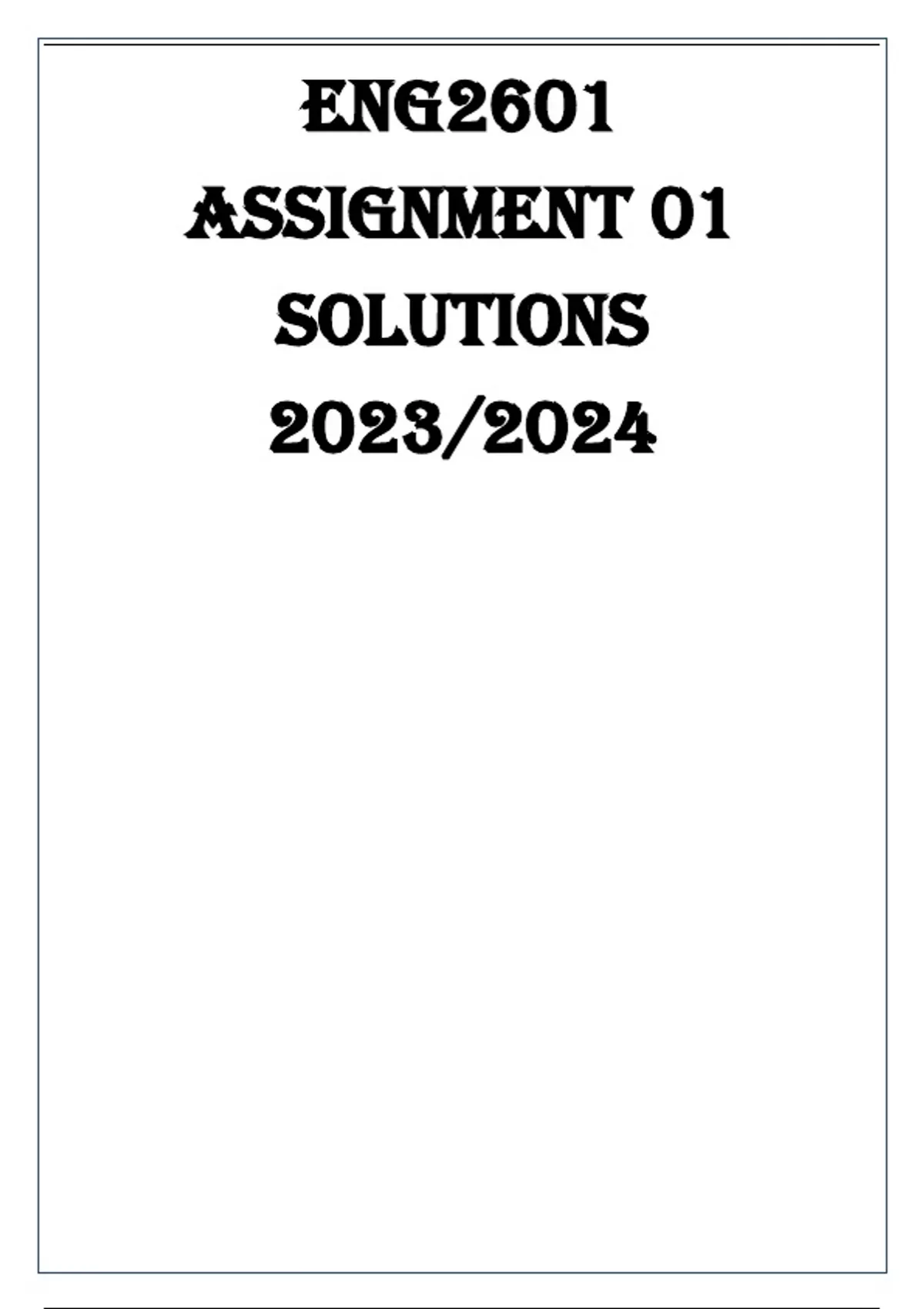 ENG 2601 ASSIGNMENT 1 SOLUTIONS . - Registered Nursing - Stuvia US