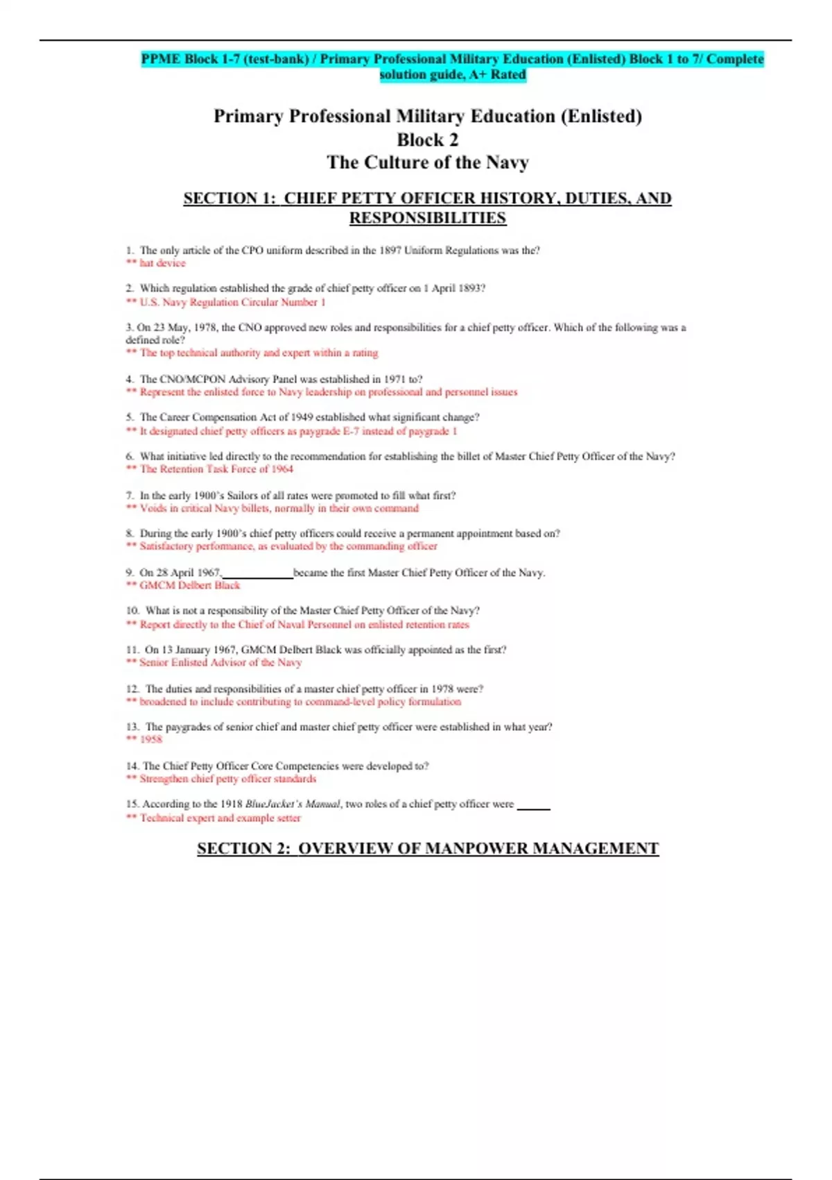 Primary Professional Military Education (Enlisted) Block 2 The Culture ...
