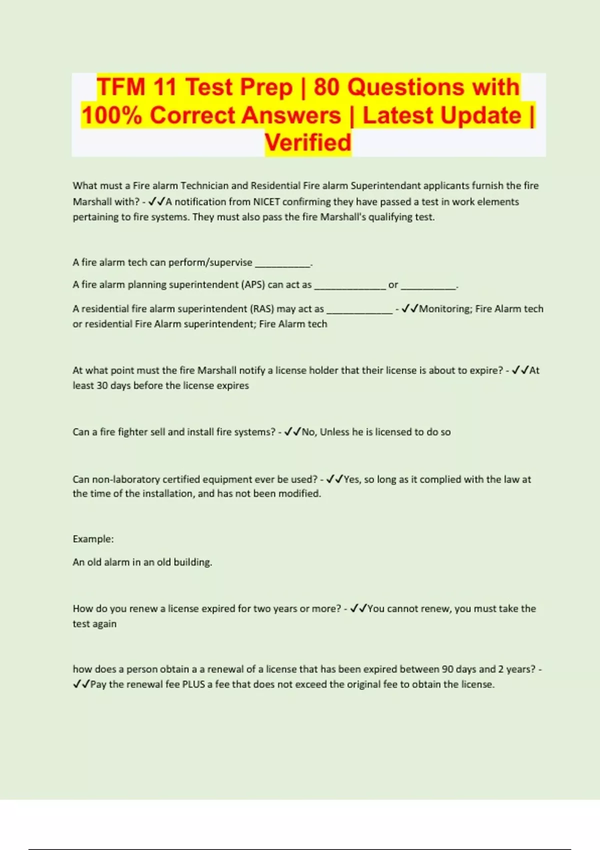 TFM 11 Test Prep | 80 Questions with 100% Correct Answers | Latest ...