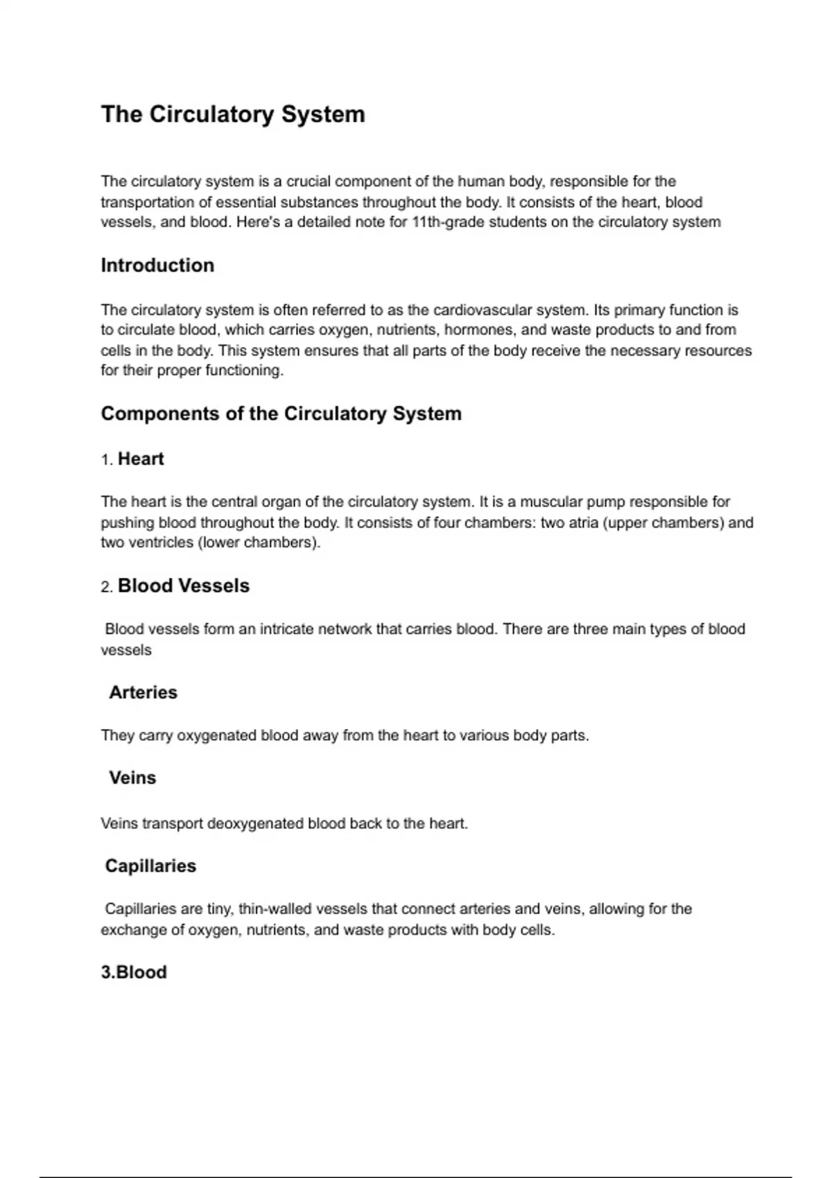 Circulatory System - Biology - Stuvia US