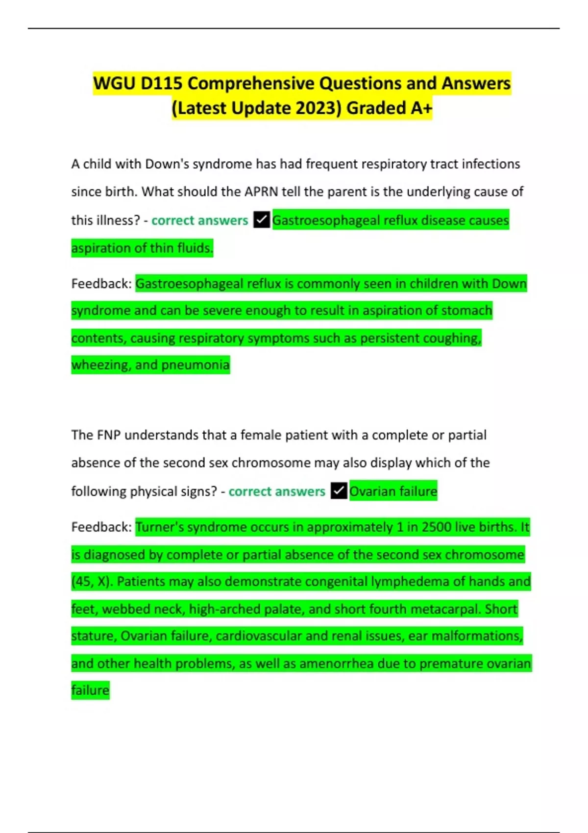 WGU D115 Comprehensive Questions and Answers (Latest Update 2023 ...