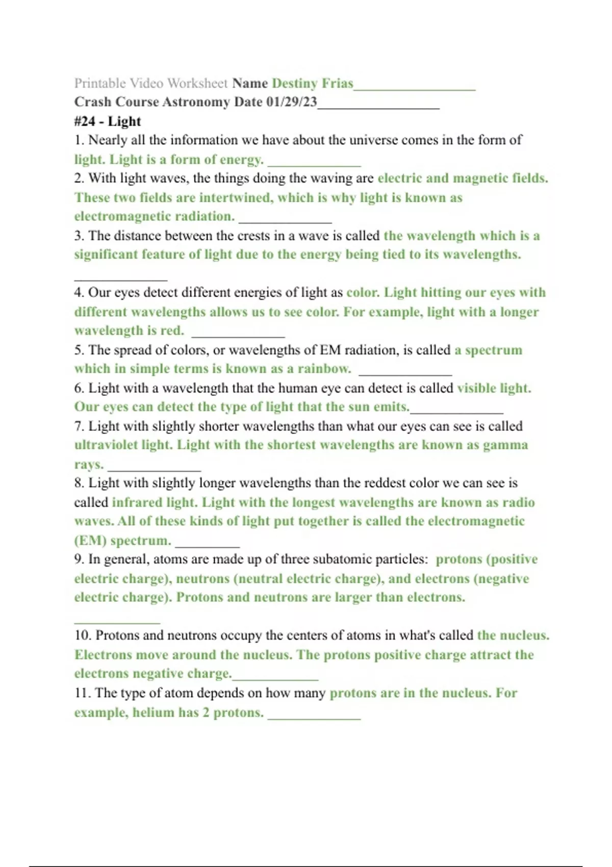 Printable Video Worksheet - Cca 24 - Stuvia US