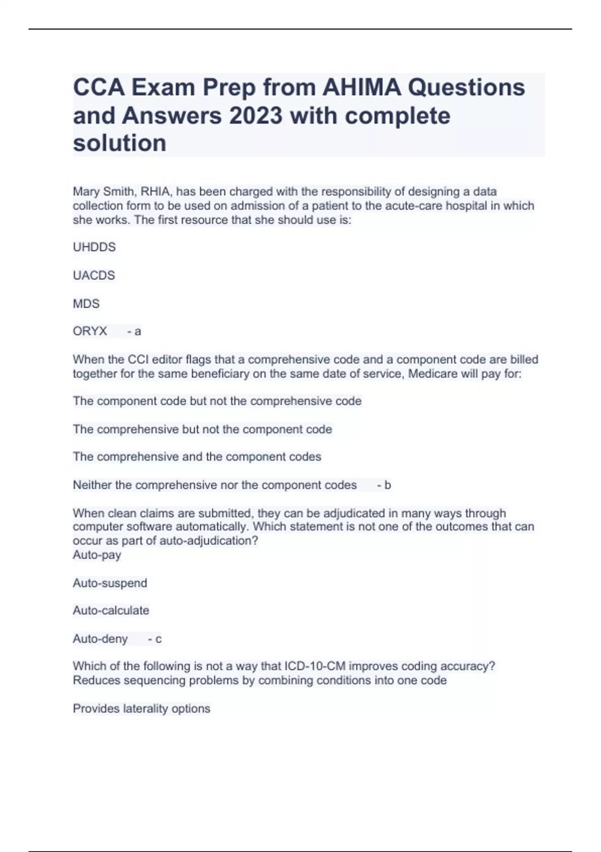 CTR Bundled Exams with complete solution - Stuvia US