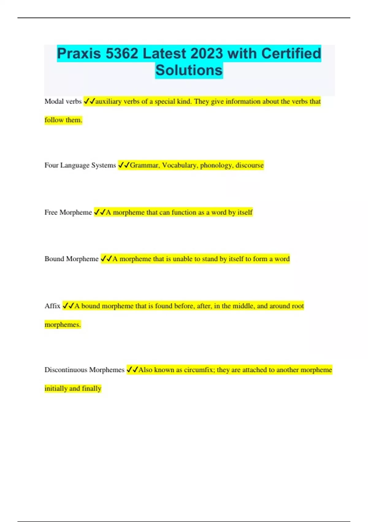 Praxis 5362 Latest 2023 with Certified Solutions - Praxis 5362 - Stuvia US