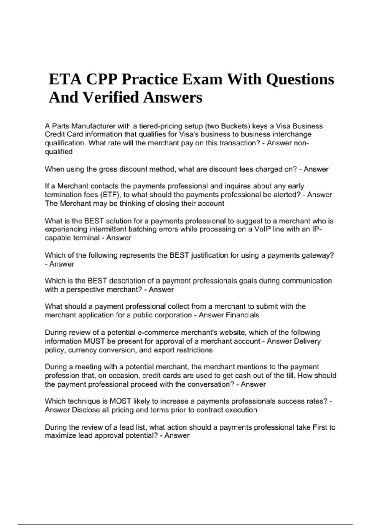 Electronics ETA Certification Practice Exam 2024 Questions And Answers ...