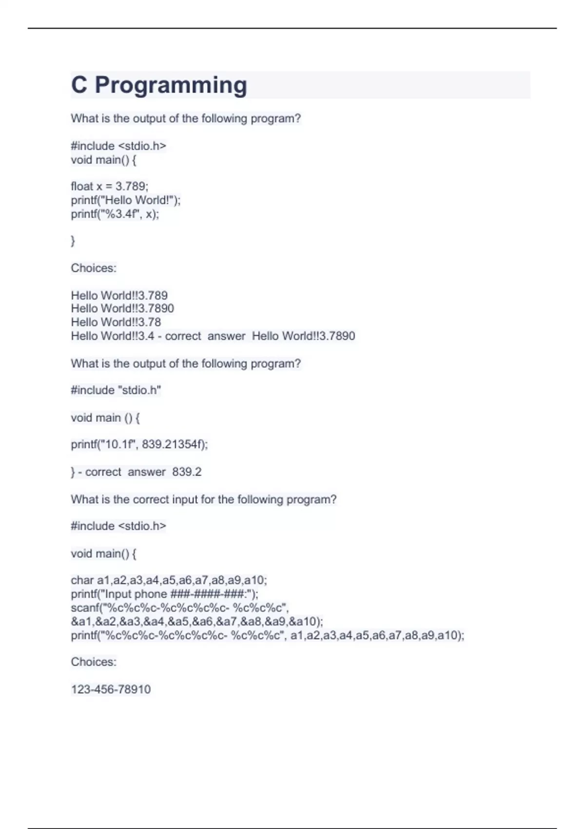 C Programming b questions and answers already passed 2023 - C PROGRAMMING - Stuvia US