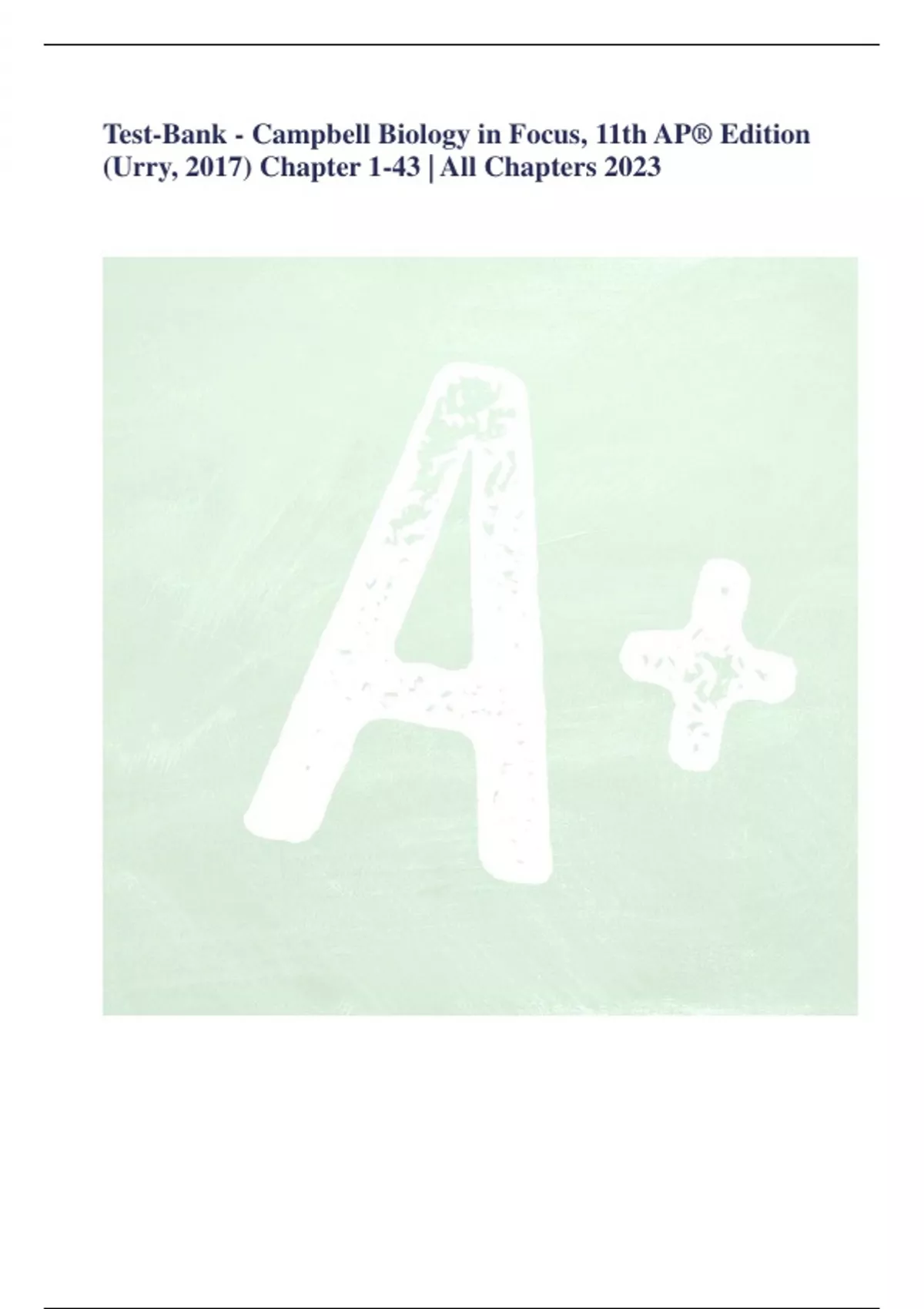 Test-Bank - Campbell Biology in Focus, 11th AP® Edition (Urry, 2017 ...