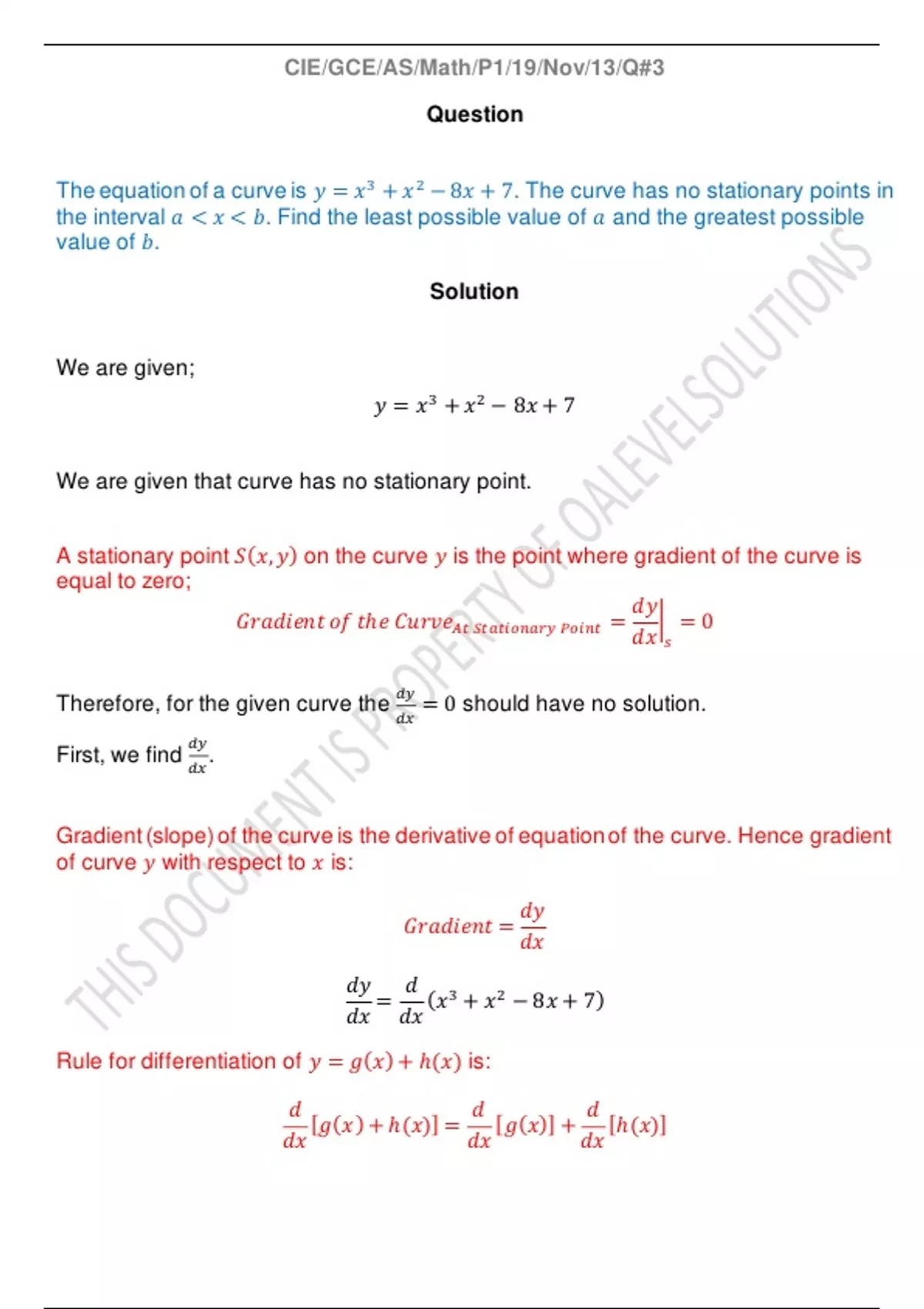 Solution of Past Paper of CAIE Math 9709/13 Oct/Nov 2019 Question # 3 ...