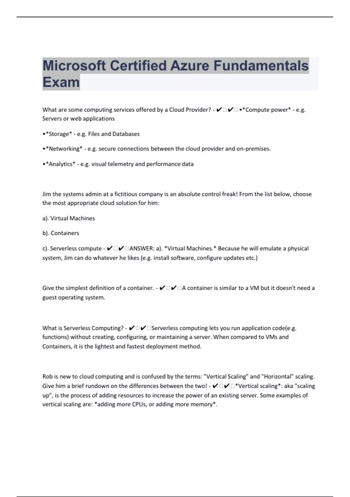 Microsoft Certified Azure Fundamentals| 134 Exam Questions with 100% ...