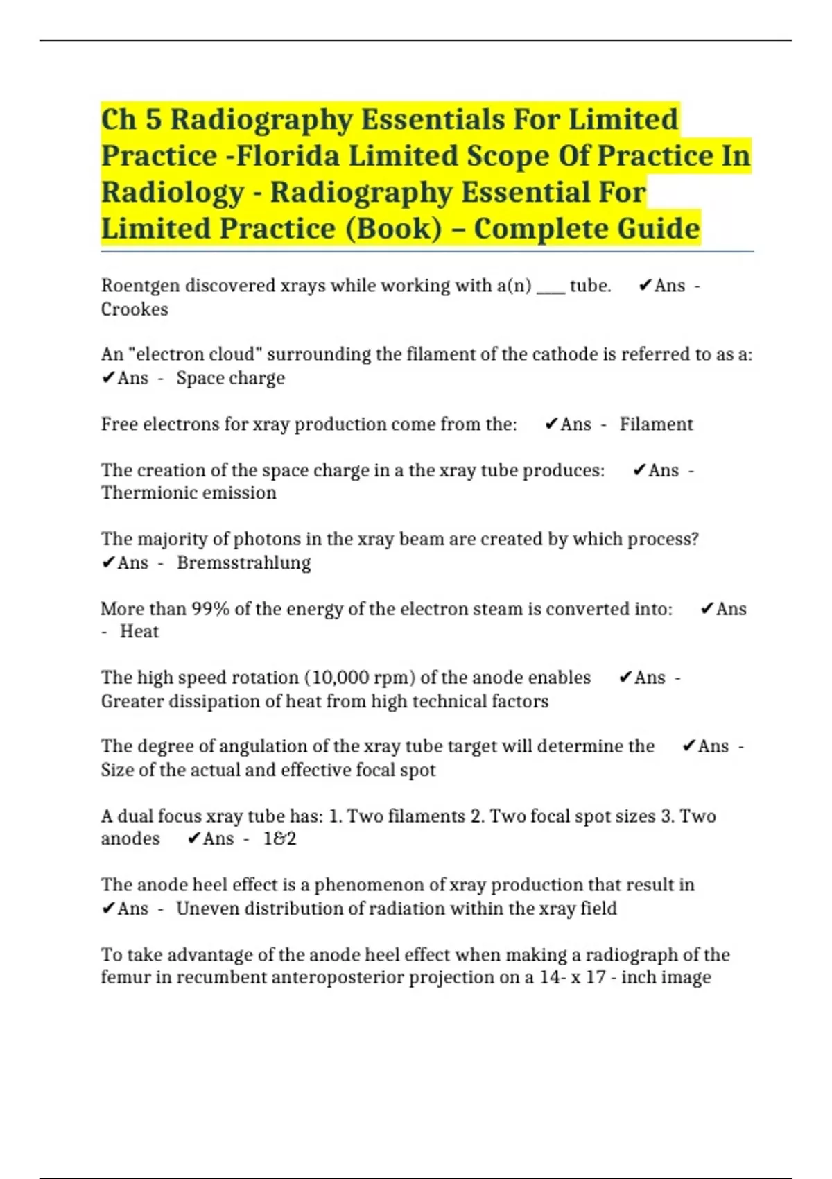 Ch 5 Radiography Essentials For Limited Practice -Florida Limited Scope ...