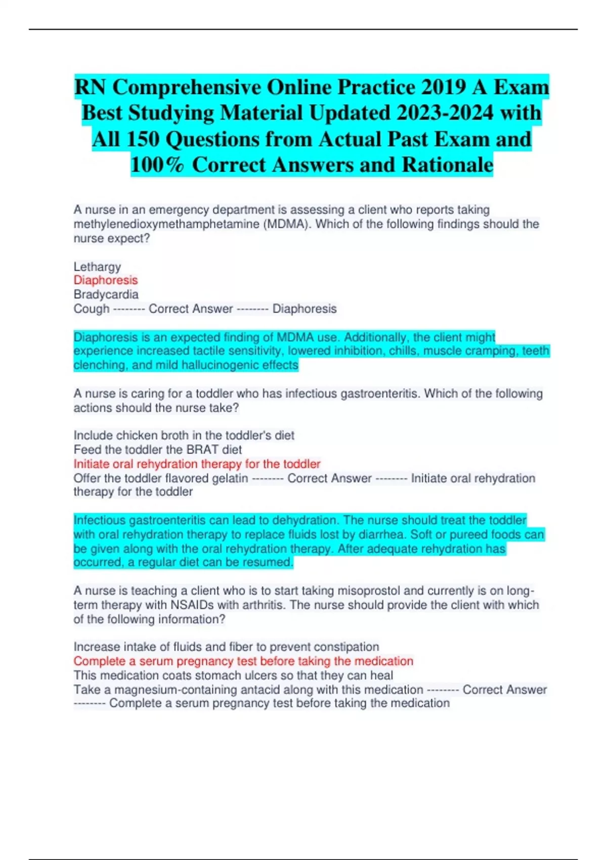 RN Comprehensive Online Practice 2019 A Exam Best Studying Material ...