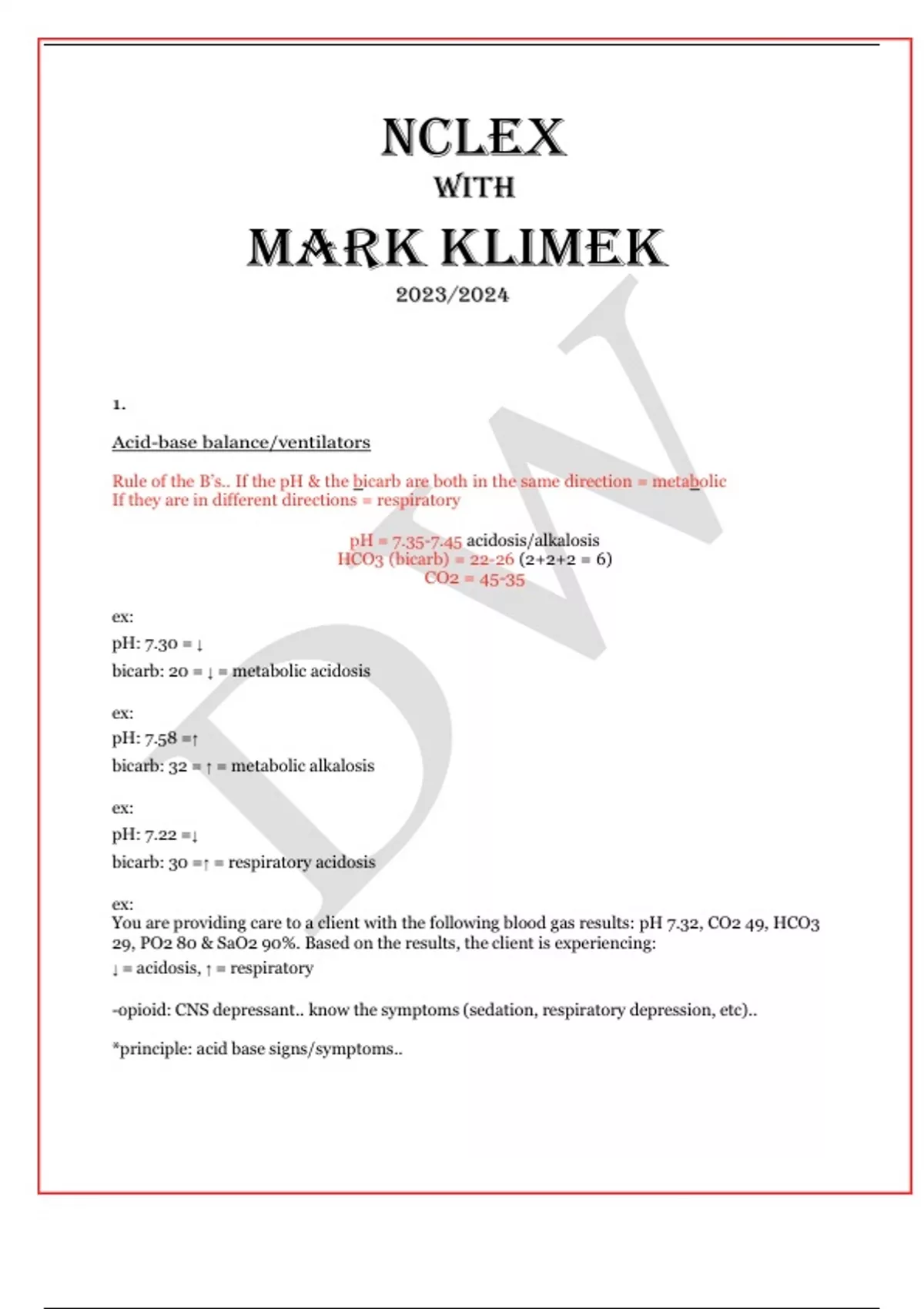 Summary NCLEX with MARK KLIMEK 2023/2024 - Health Care - Stuvia US