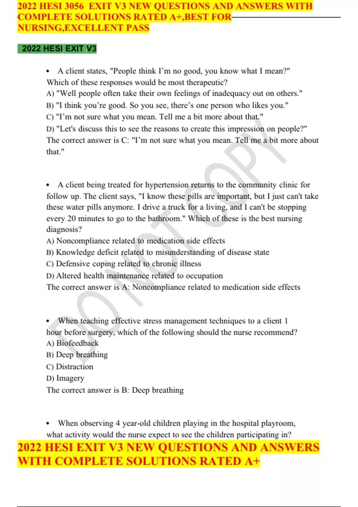 2022 HESI 3056 EXIT V3 NEW QUESTIONS AND ANSWERS WITH COMPLETE ...