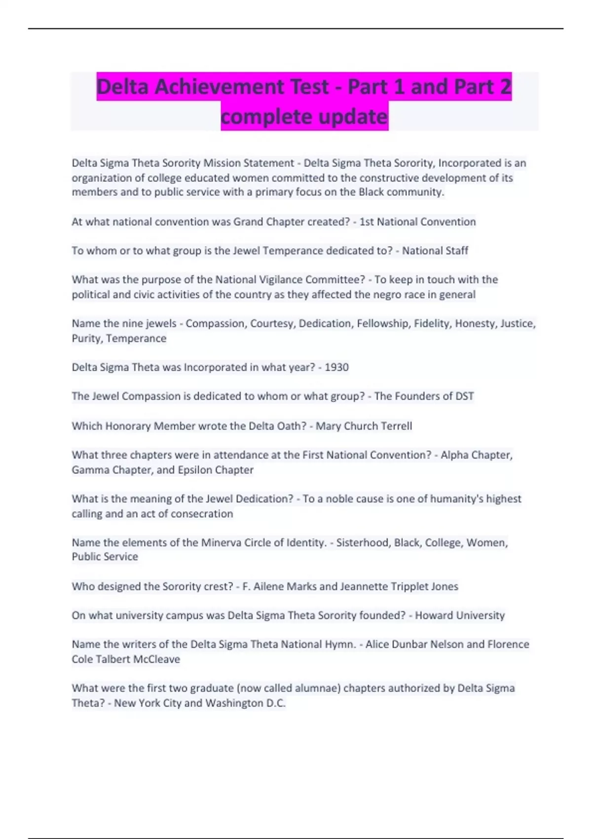 Delta Achievement Test - Part 1 and Part 2 complete update - DAT Delta ...