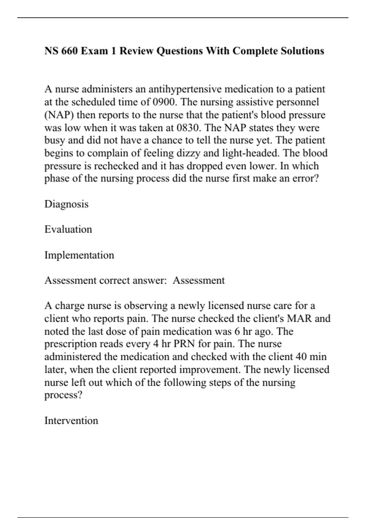 Ns 660 Exam 1 Review Questions With Complete Solutions Ns 660 Stuvia Us