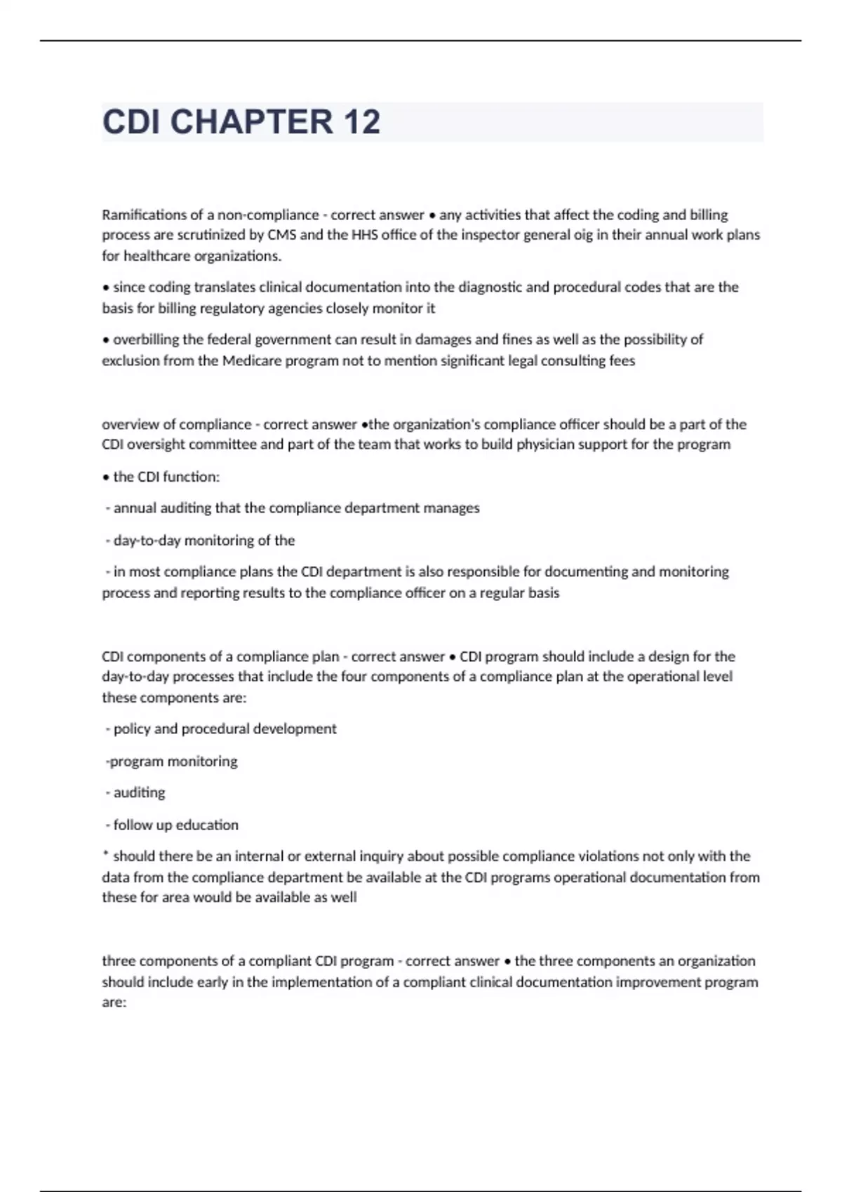 CDI CHAPTER 12 questions well answered rated A+ 2023 - CDIP - Stuvia US