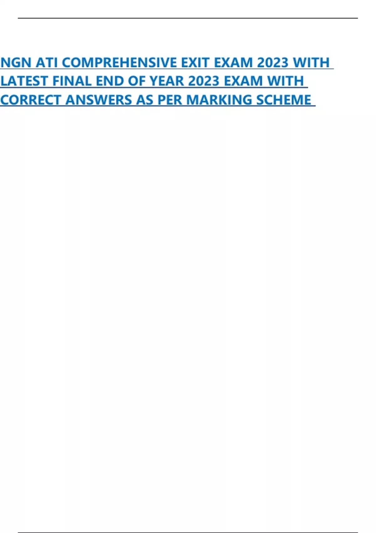 NGN ATI COMPREHENSIVE EXIT EXAM 2023 WITH LATEST FINAL END OF YEAR 2023 ...