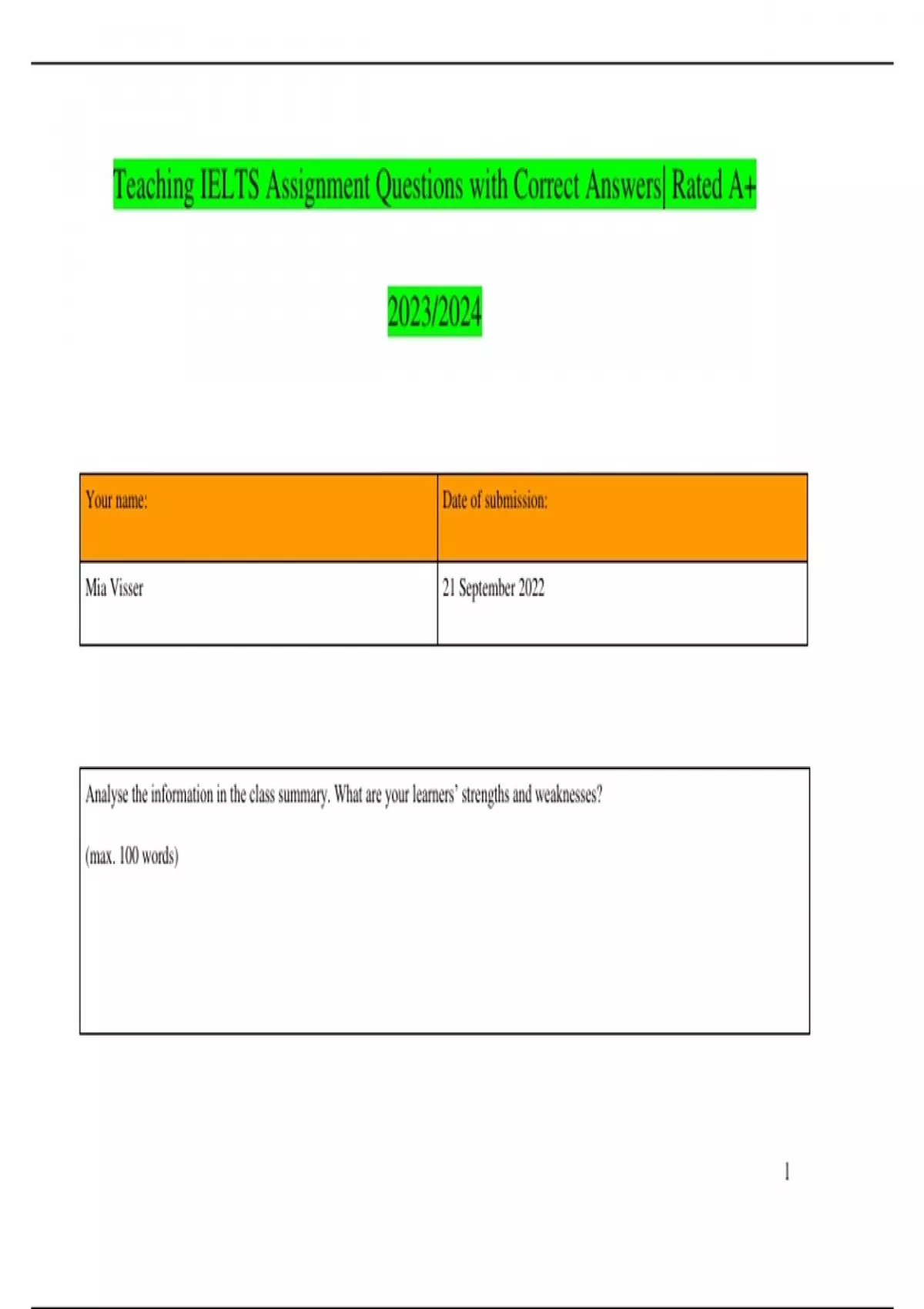 Teaching IELTS Assignment Questions with Correct Answers| Rated A+ 2023 ...