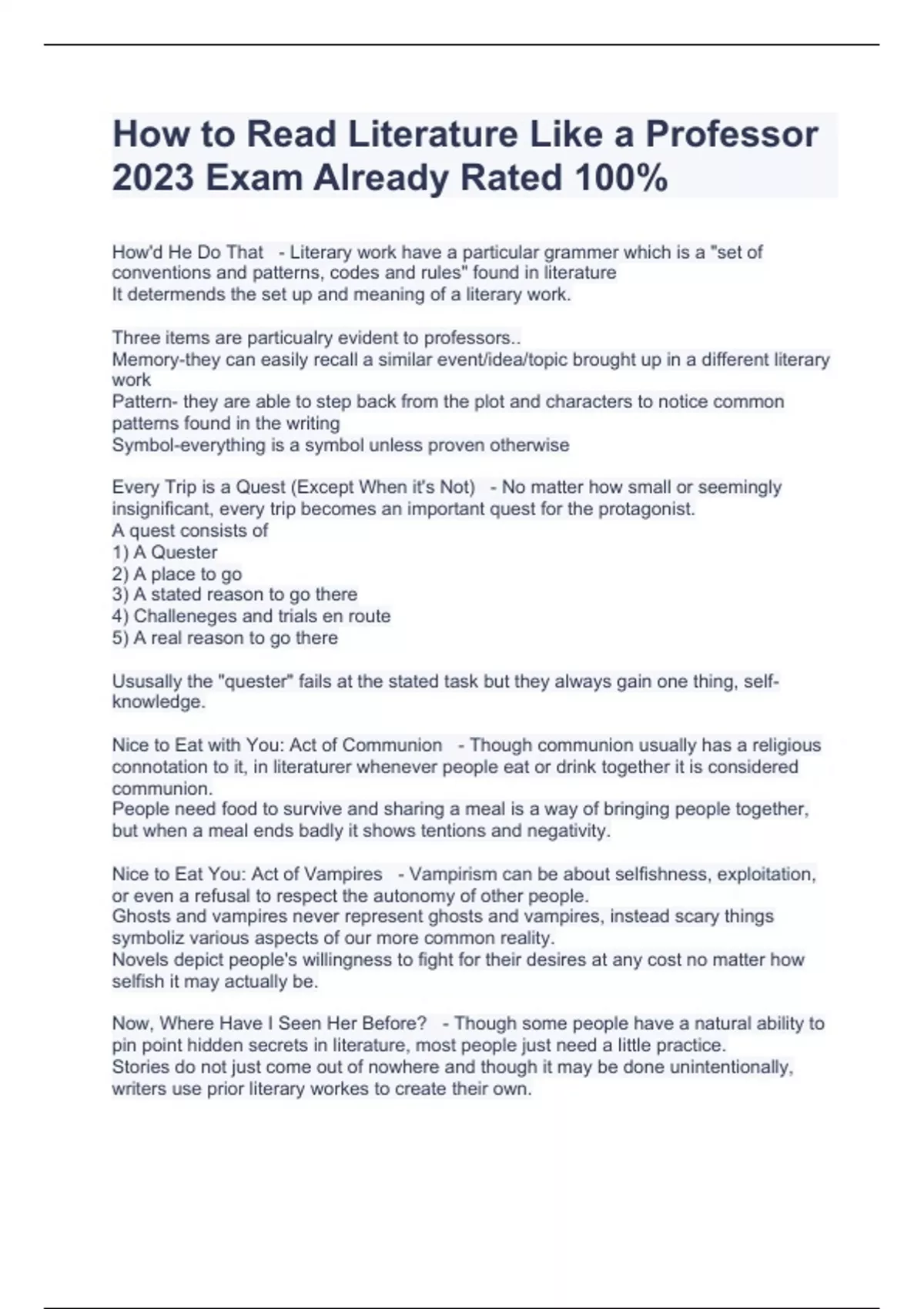 How to Read Literature Like a Professor Bundled Exams with complete ...