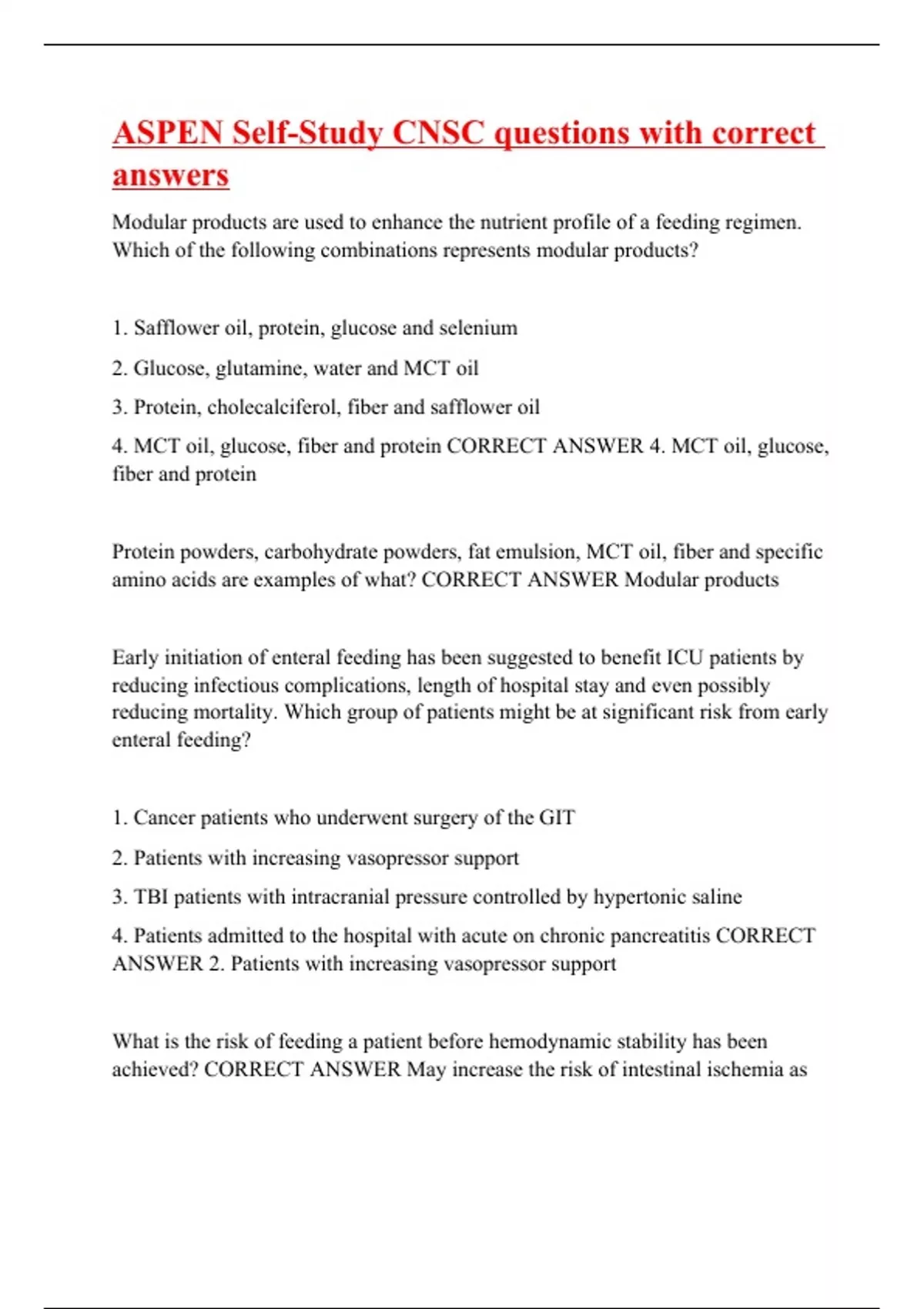 ASPEN| American Society for Parenteral and Enteral Nutrition|Tests ...