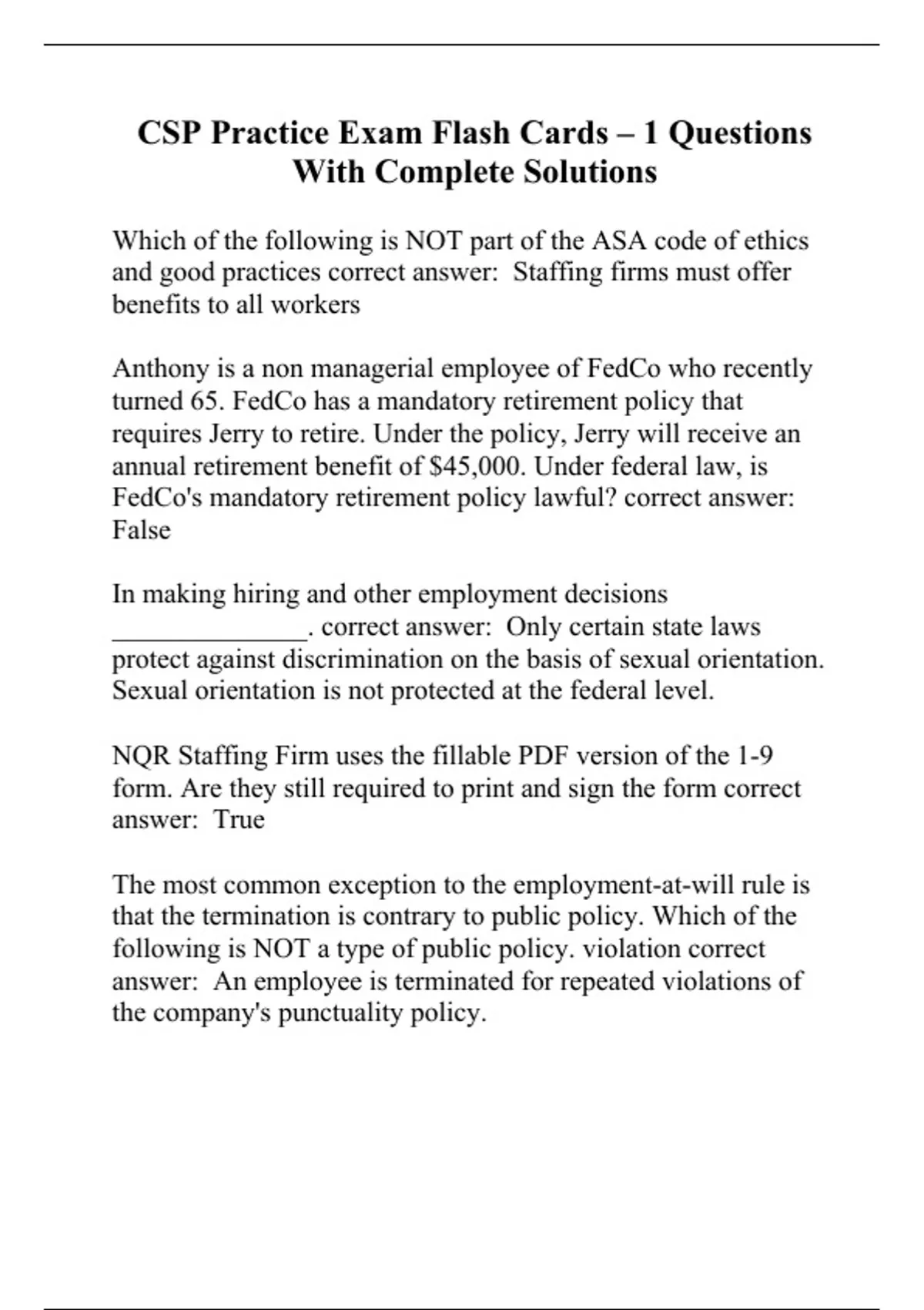 CSP Practice Exam Flash Cards – 1 Questions With Complete Solutions ...