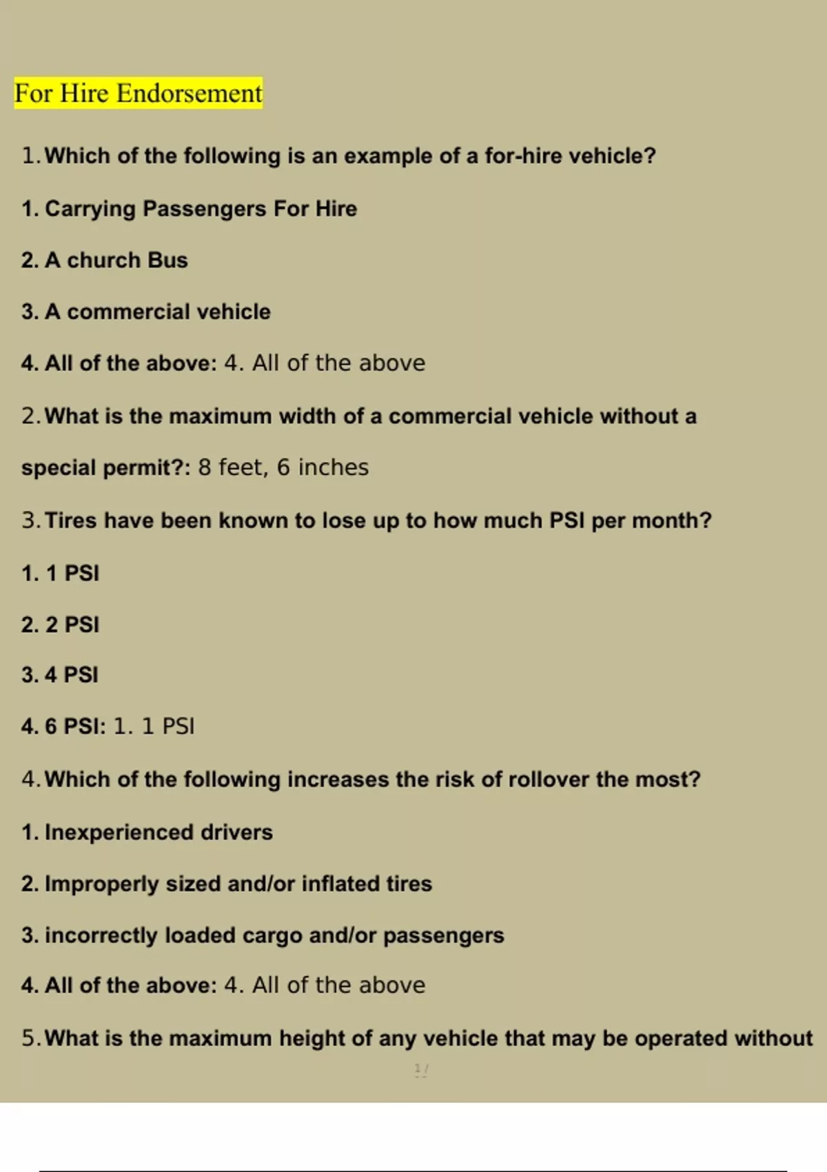 Indiana For Hire Endorsement Exam 2025 Questions and Answers Latest ...