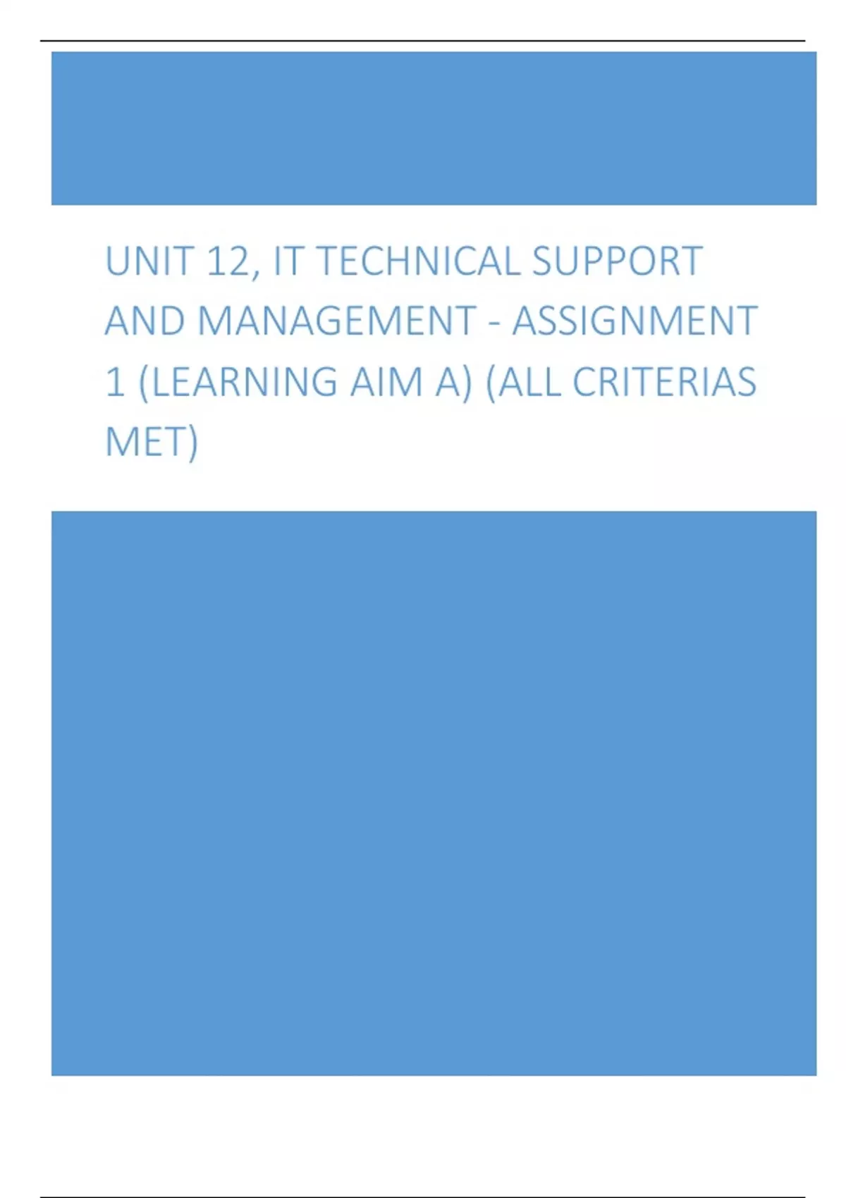 Unit 12, IT Technical Support and Management - Assignment 1 (Learning ...