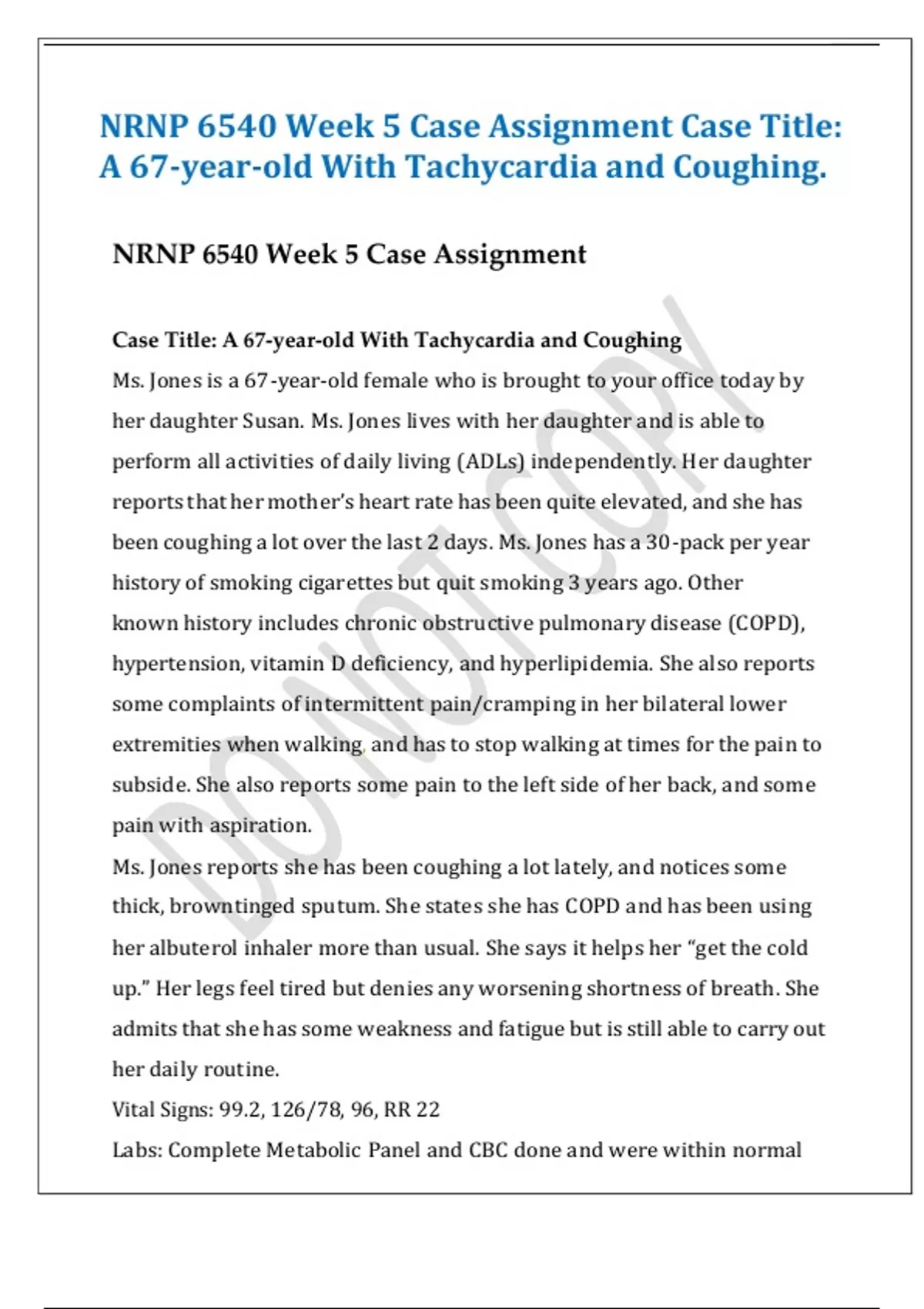 NRNP 6540 Week 5 Case Assignment Case Title: A 67-year-old With ...