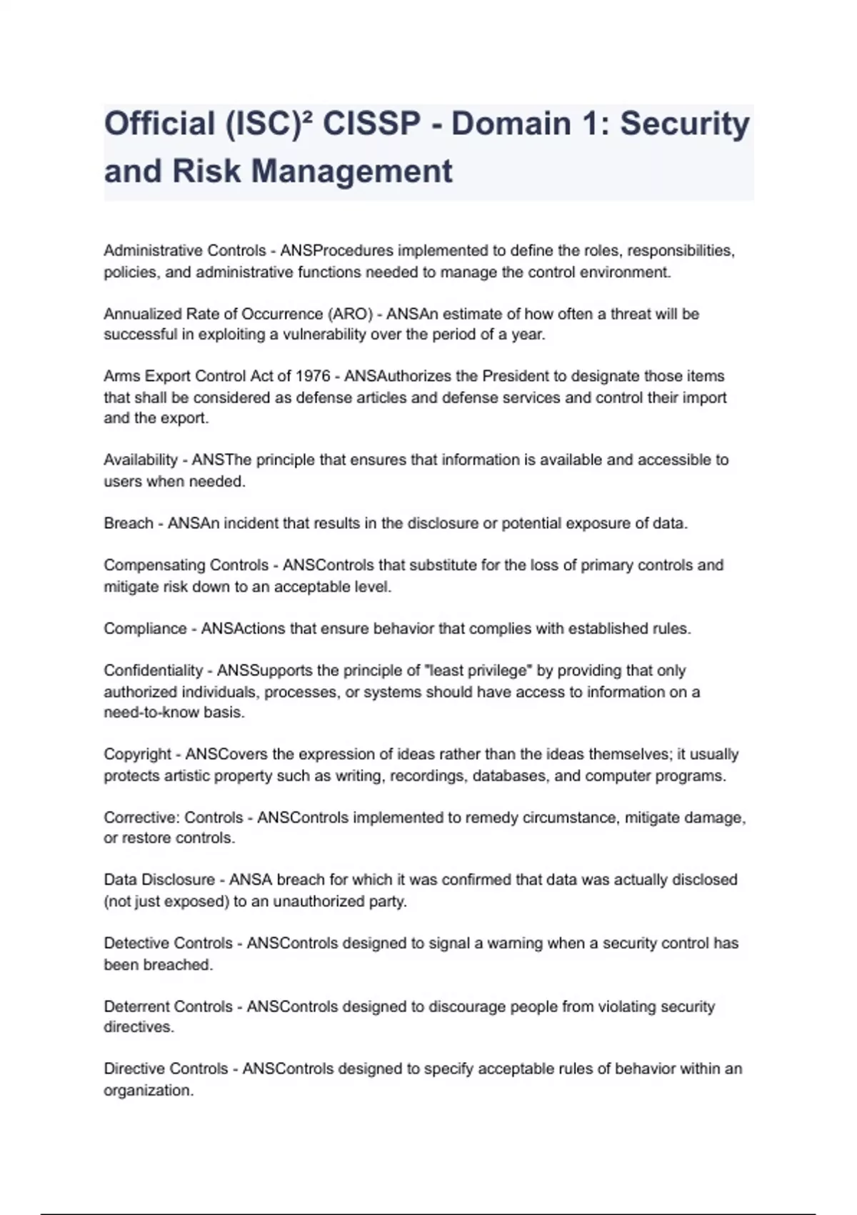 Official Isc ² Cissp Domain 7 Security Operations With Complete Solutions 100 Verified 2023