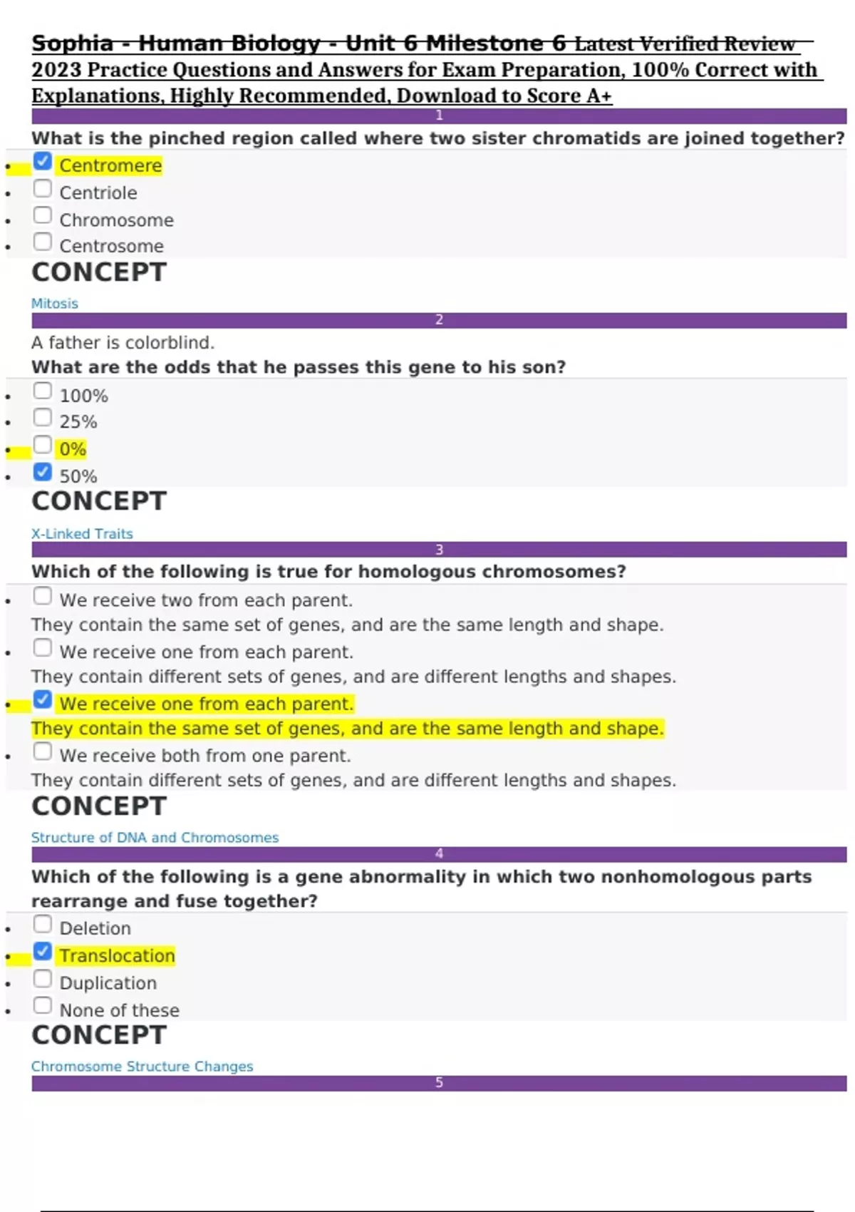 Sophia - Human Biology - Unit 6 Milestone 6 Latest Verified Review 2023 ...