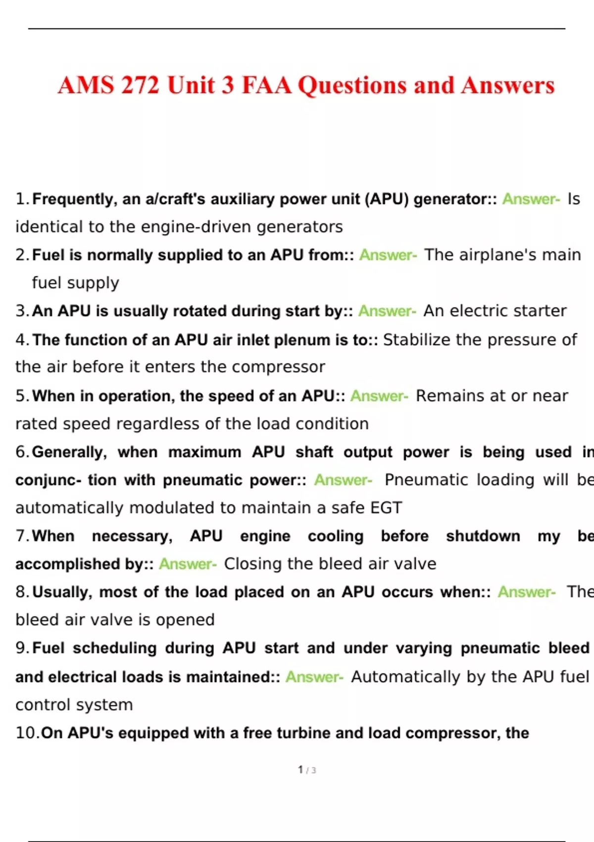 AMS 272 Unit 3 FAA Questions and Answers 2023 | verified answers - AMS ...
