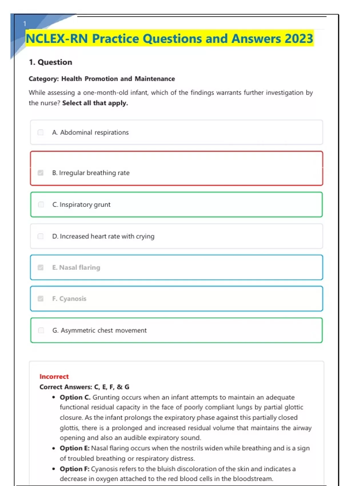 NCLEX-RN Practice Questions and Answers 2023 - NCLEX-RN - Stuvia US