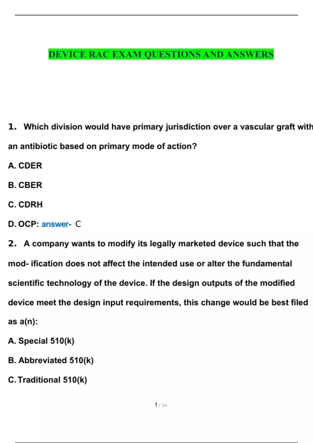 Device Rac Exam Questions And Answers 2022 With Complete Solution Rac Stuvia Us