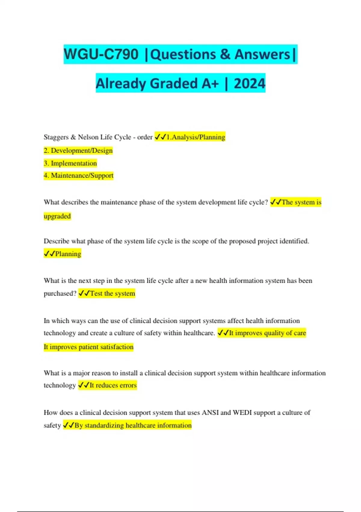 WGU-C790 |Questions & Answers| Already Graded A+ | 2024 - Stuvia US