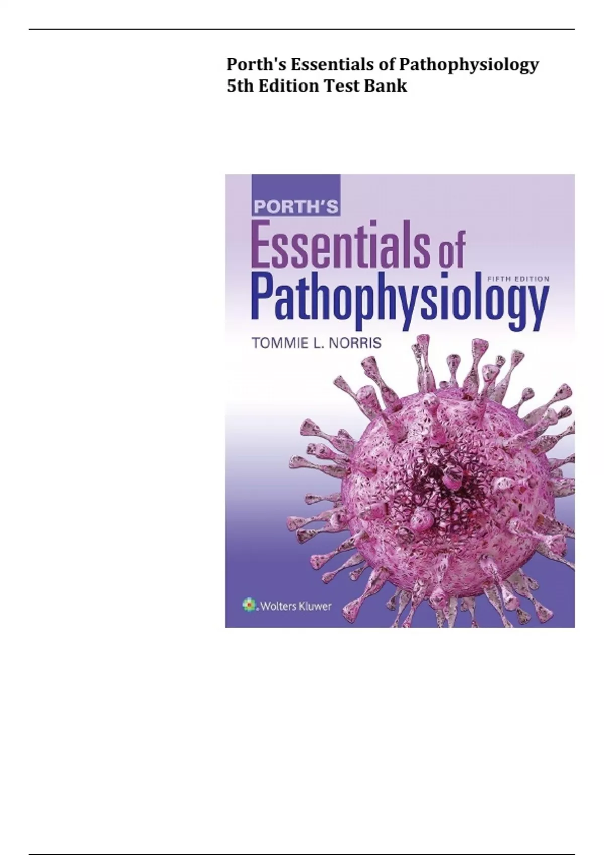 Porth's Essentials of Pathophysiology 5th edition Test Bank 2023 New ...