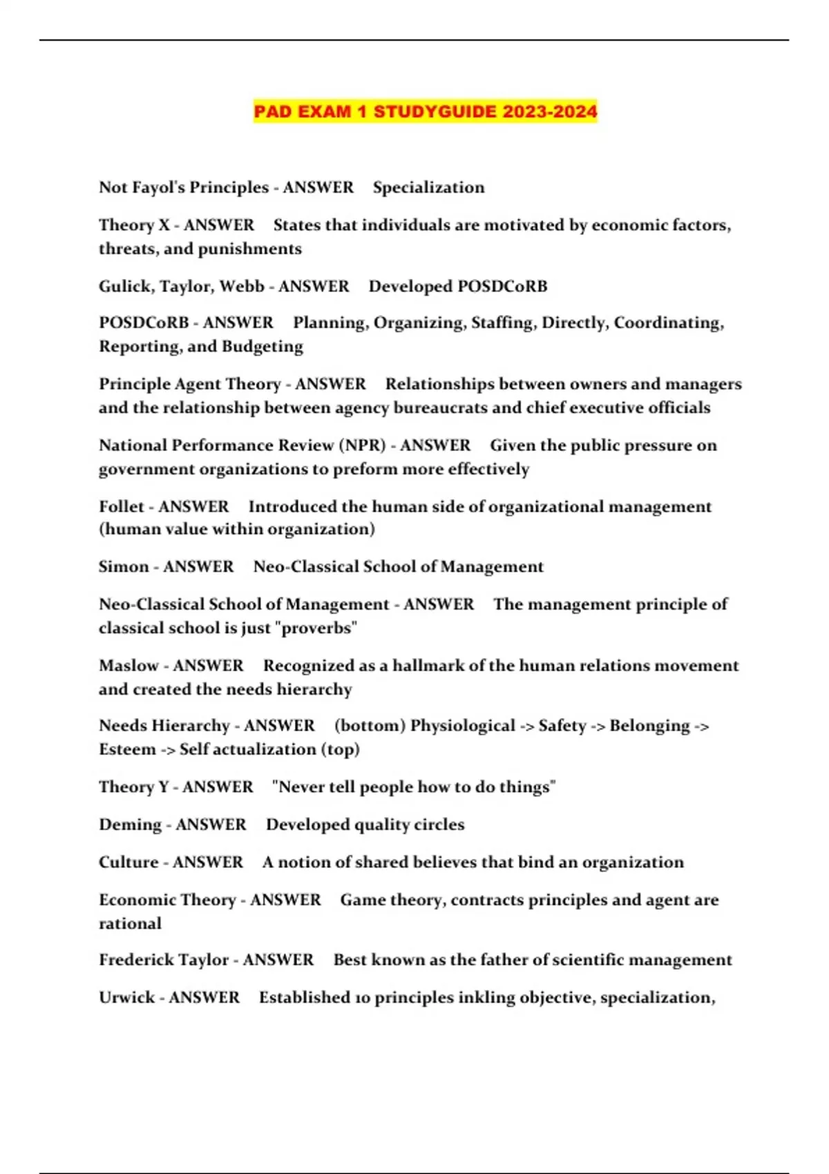 PAD EXAM 1 STUDYGUIDE - PAD - Stuvia US