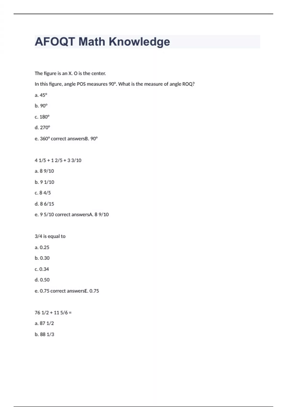 Afoqt Math Knowledge Exam 2023 2024 With Complete Solutions Afoqt Math Knowledge M Stuvia Us