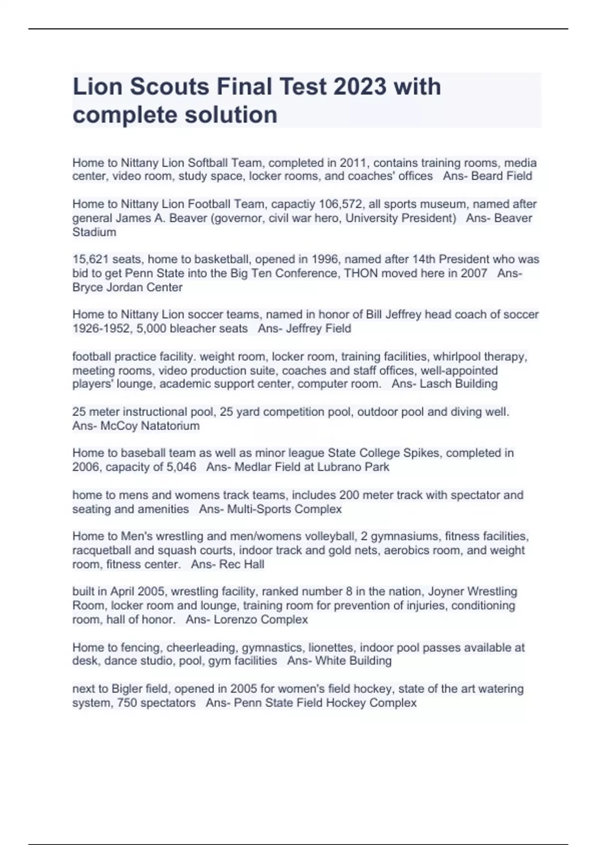 Lion Scouts Final Test 2023 with complete solution - Lion Scouts ...