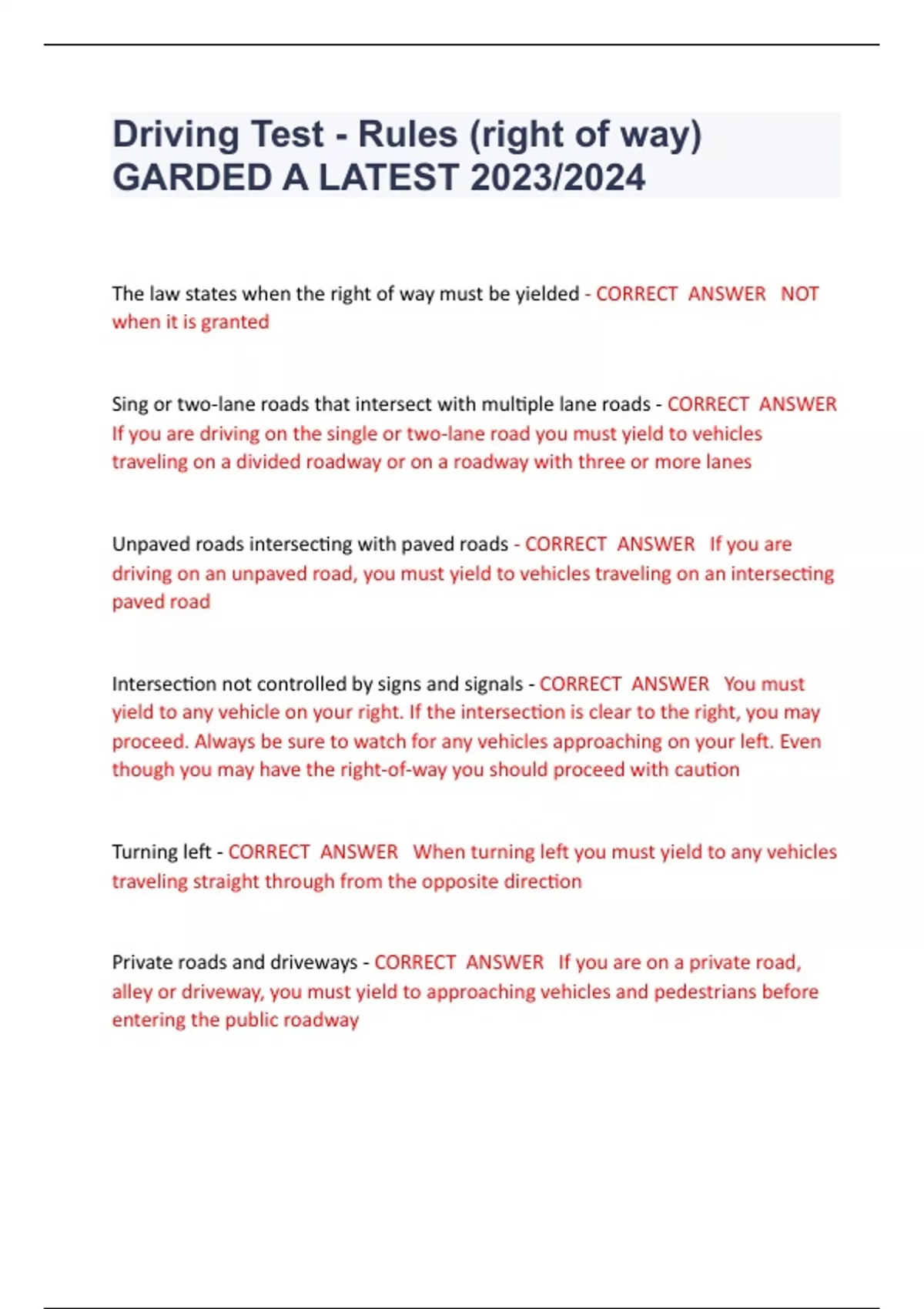 Driving Test Rules right Of Way GARDED A LATEST 2023 2024 Driving