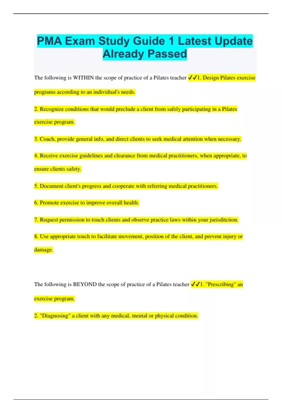 PMA Bundled Exams Questions and Answers (2023/2024) (All Rated A+ ...