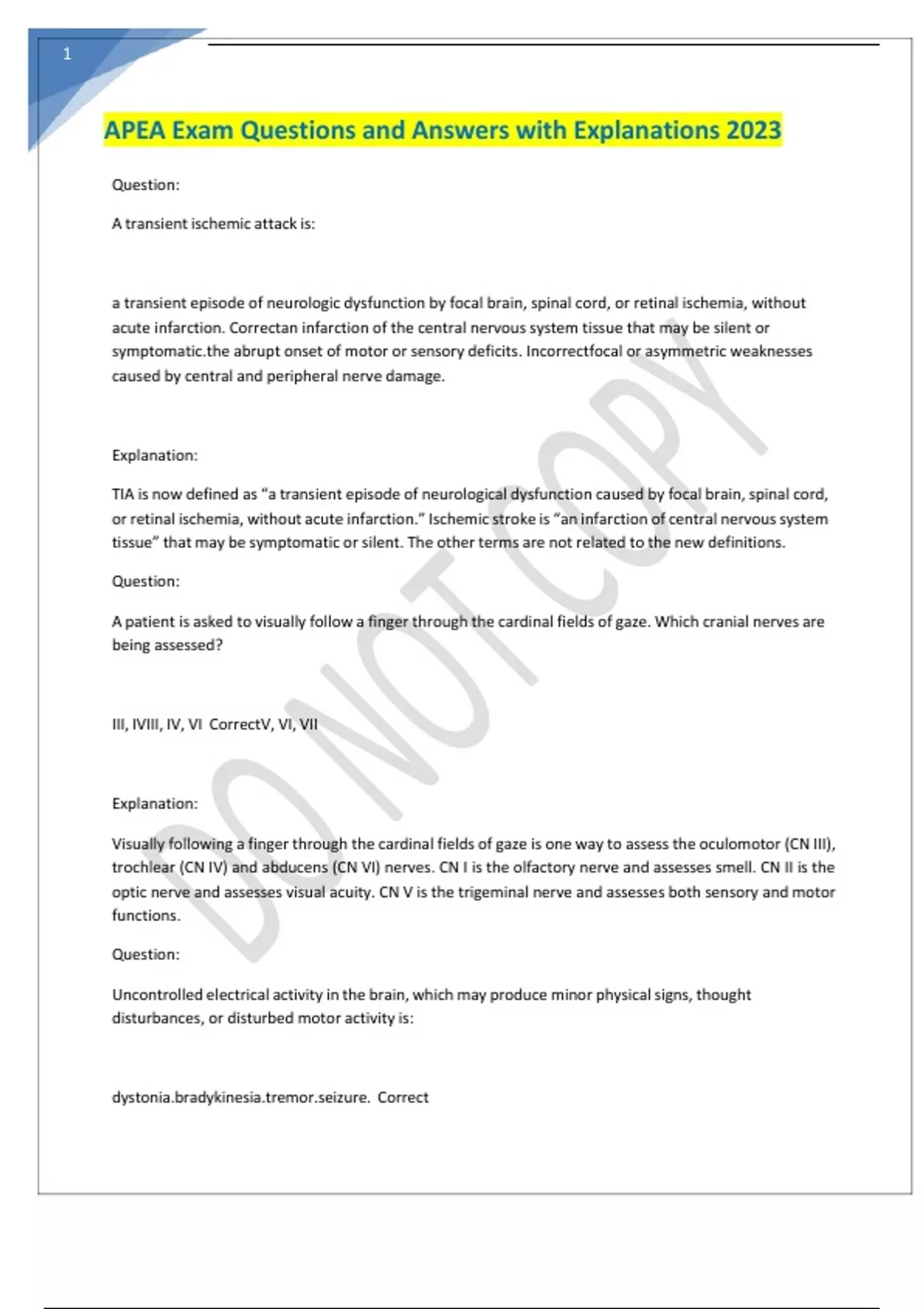 APEA Exam Questions and Answers with Explanations 2023 - Apea - Stuvia US