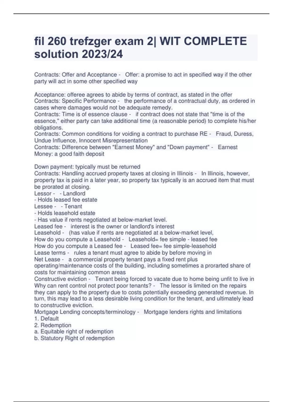 fil 260 trefzger exam 2| WIT COMPLETE solution 2023/24 - Fil 260 ...