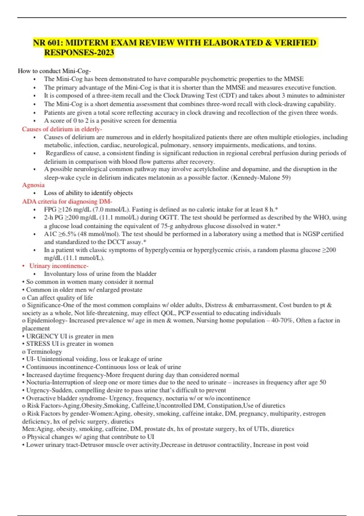 NR 601: MIDTERM EXAM REVIEW WITH ELABORATED & VERIFIED RESPONSES-2023 ...