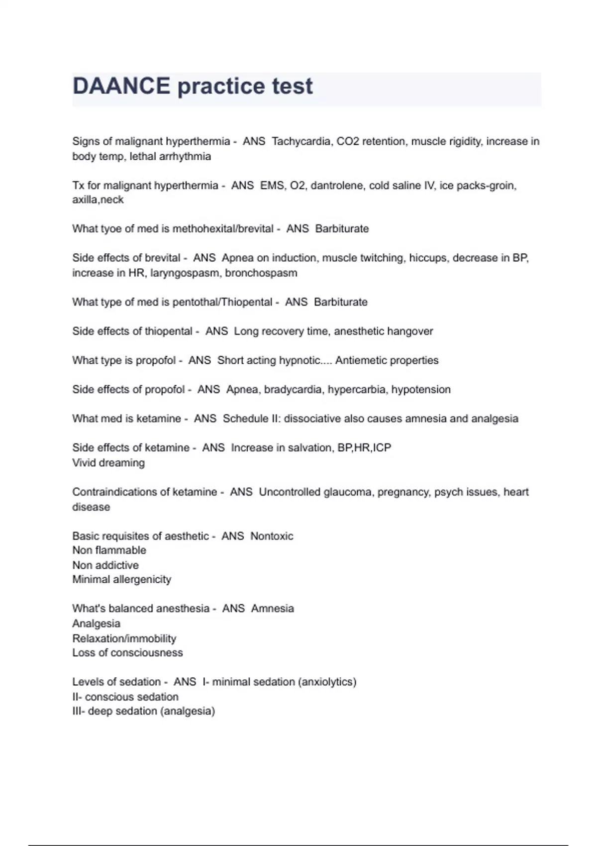 DAANCE Practice Test Complete Questions With Solutions - DAANCE - Stuvia US