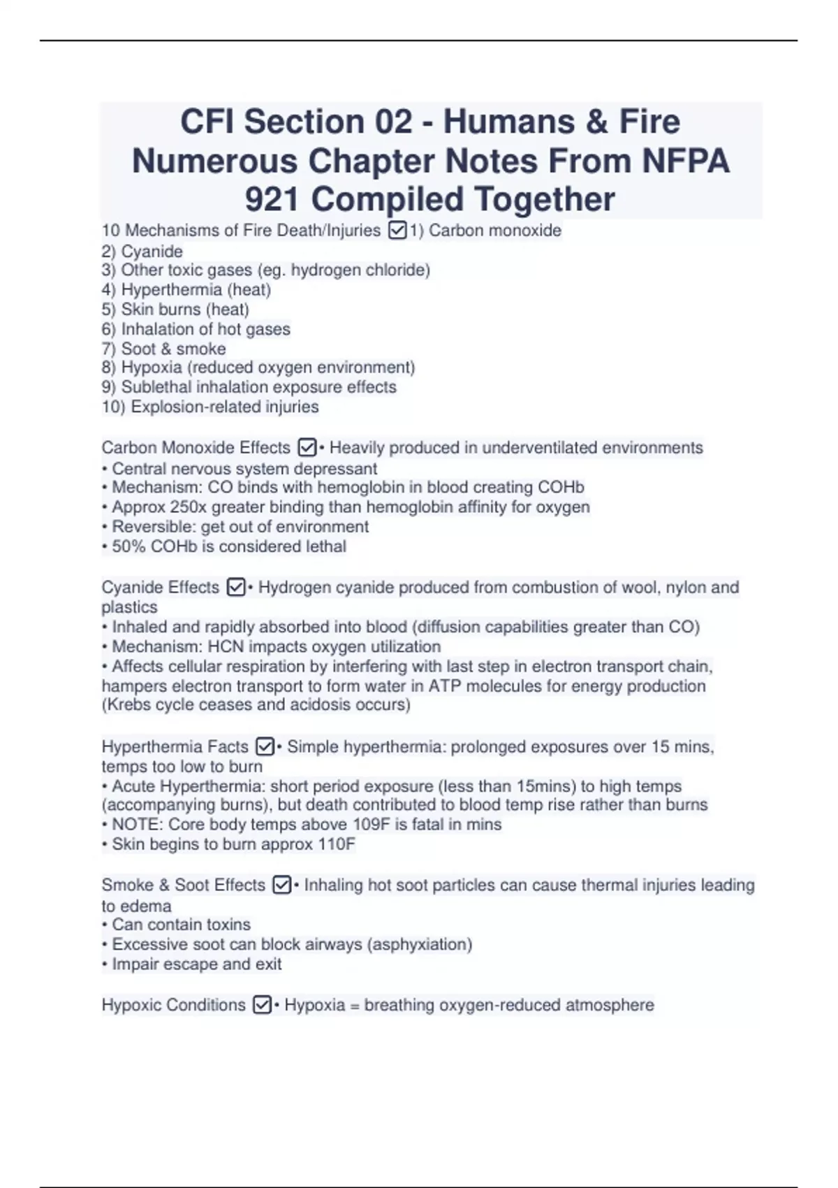 CFI Section 02 - Humans & Fire Numerous chapter notes from NFPA 921 ...