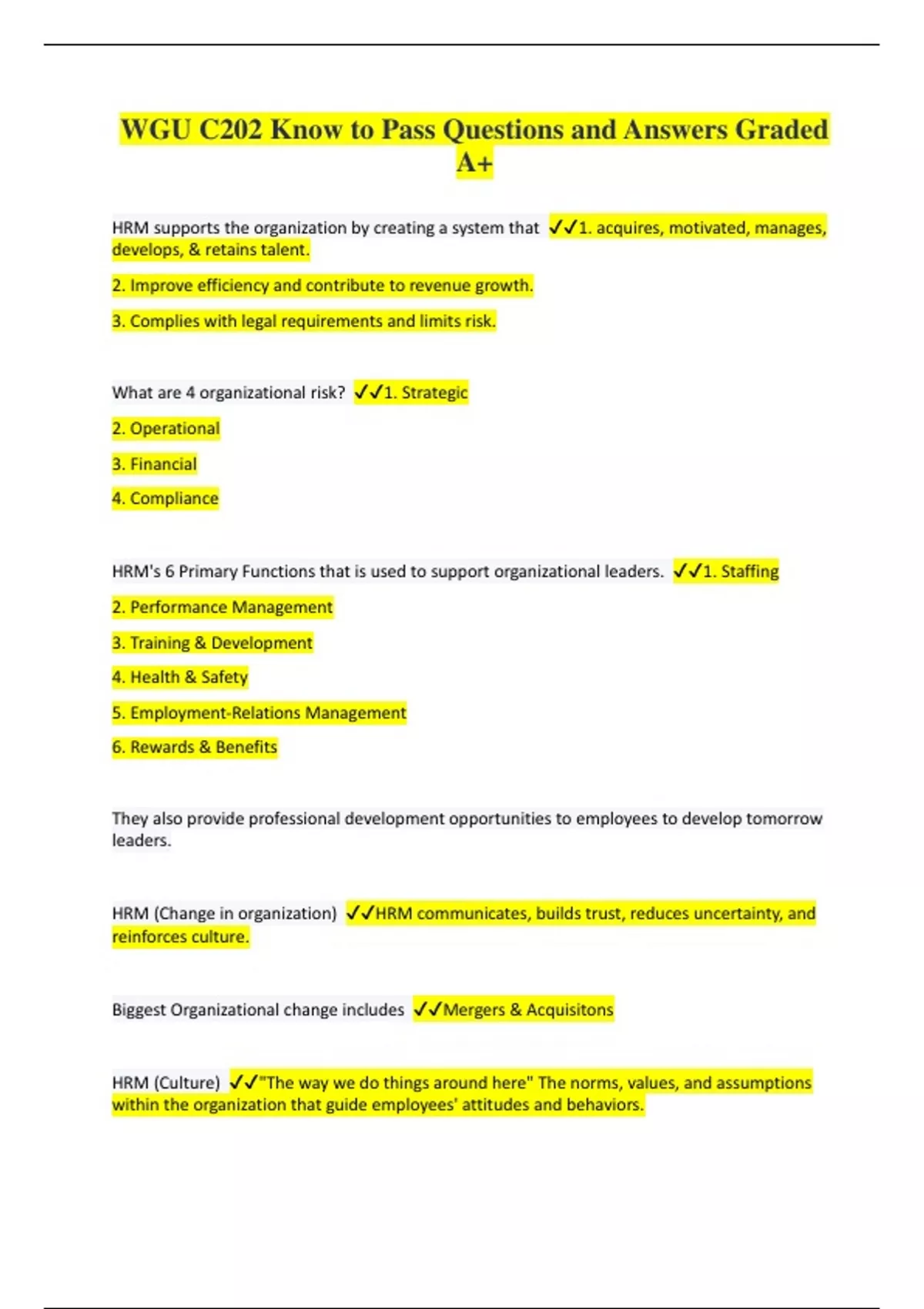 WGU C202 Know to Pass Questions and Answers Graded A+ - WGU C202 ...